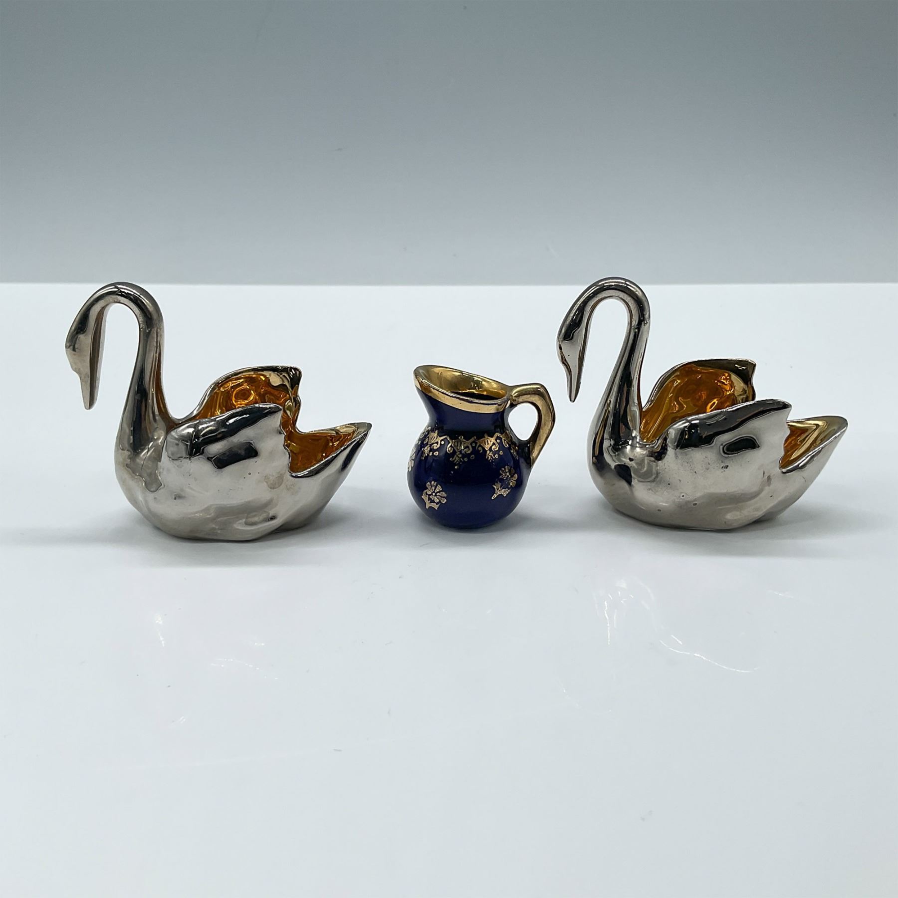 Limoges Porcelain Miniature Treasure Swan Trays and Jug