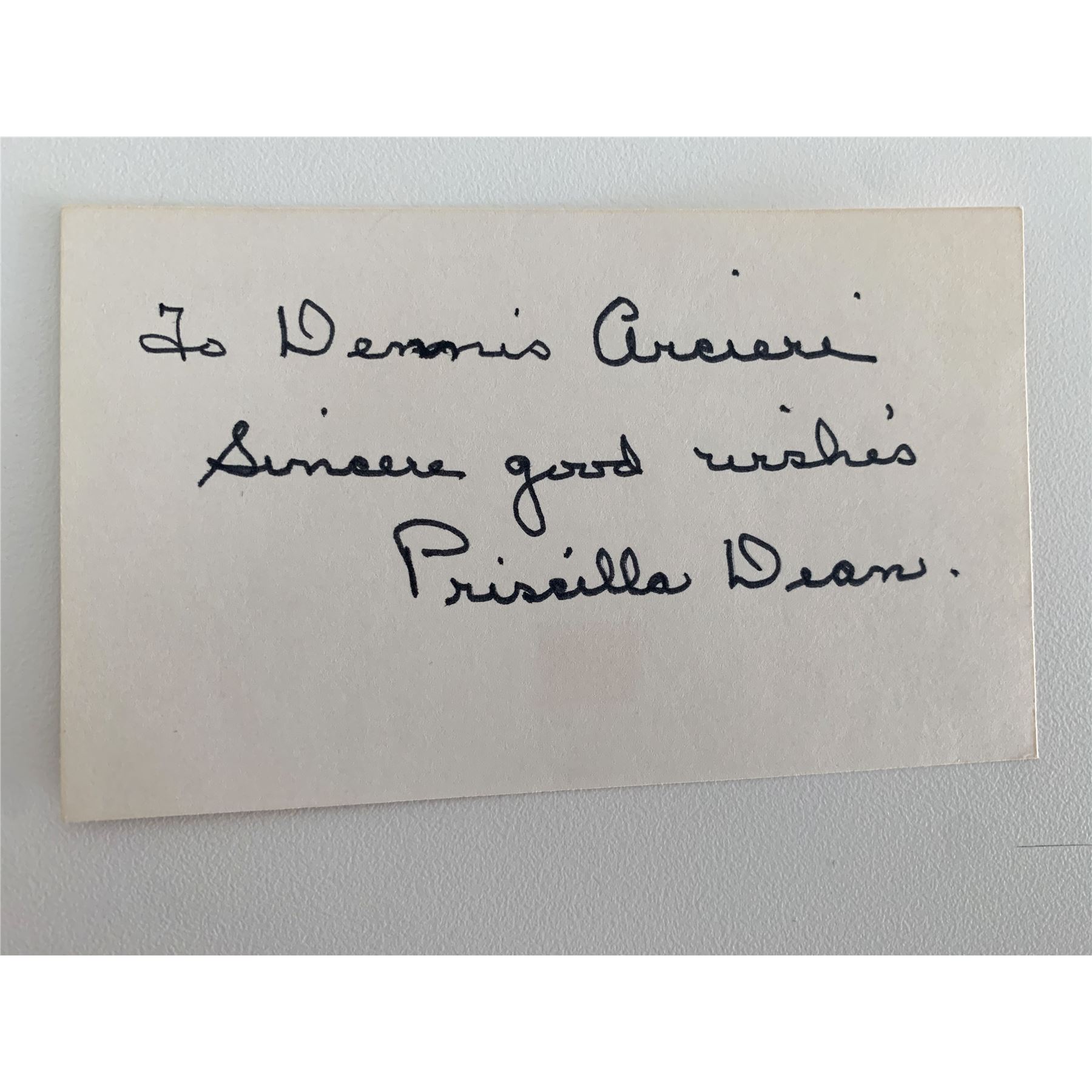 Actress Priscilla Dean original signature