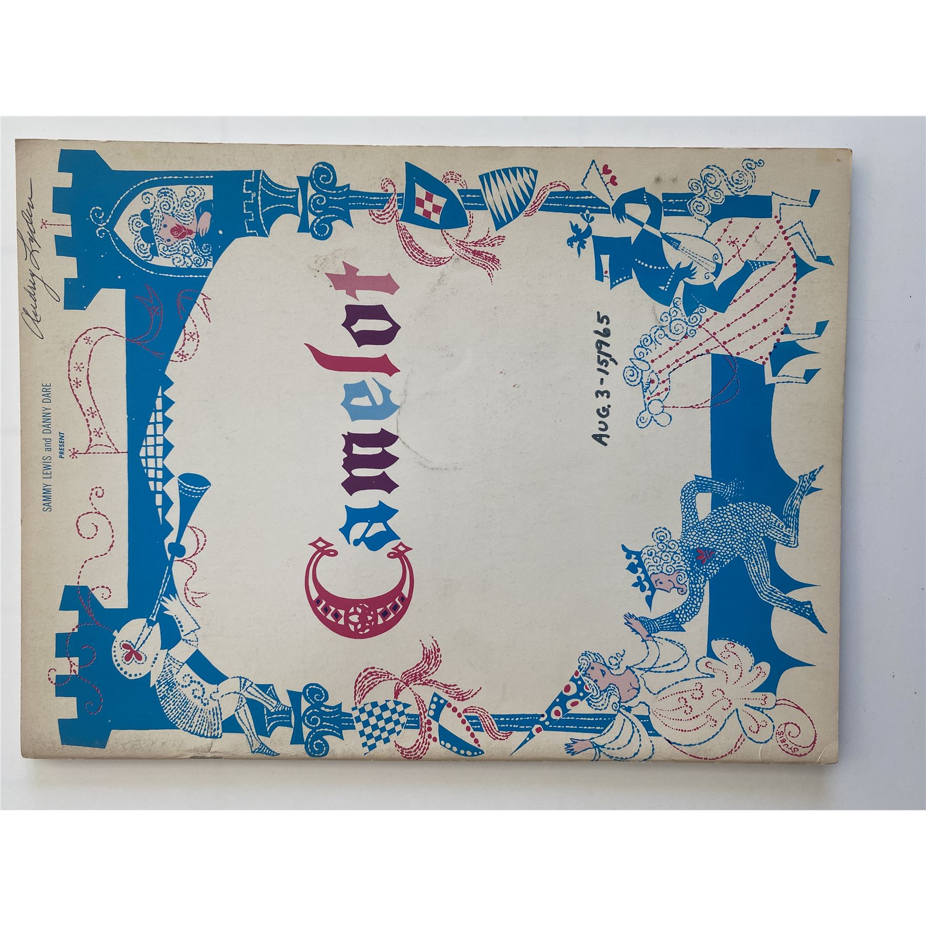 Howard Keel, Ron Husmann, and Linda Bennett signed Camelot program