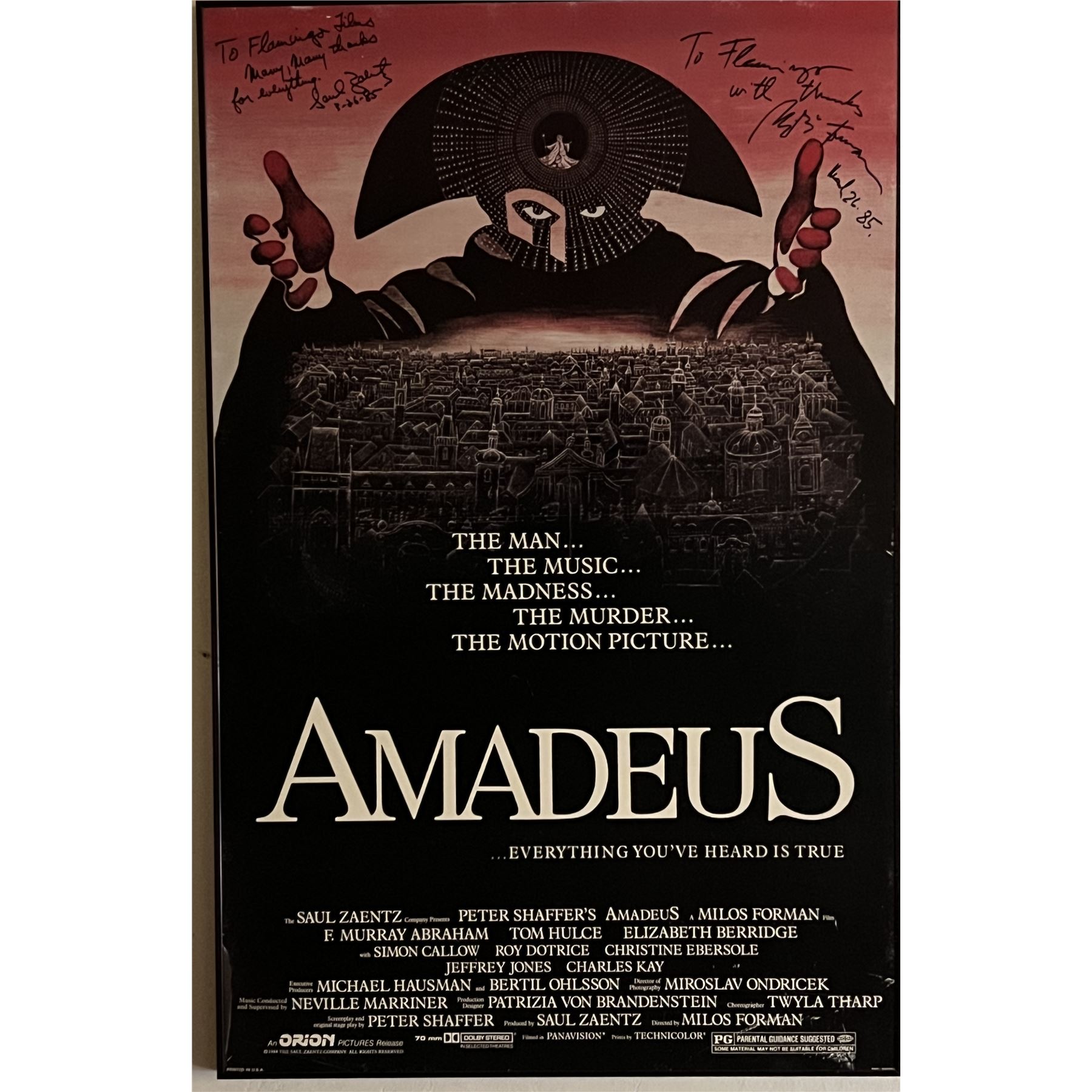 Amadeus cast signed movie poster