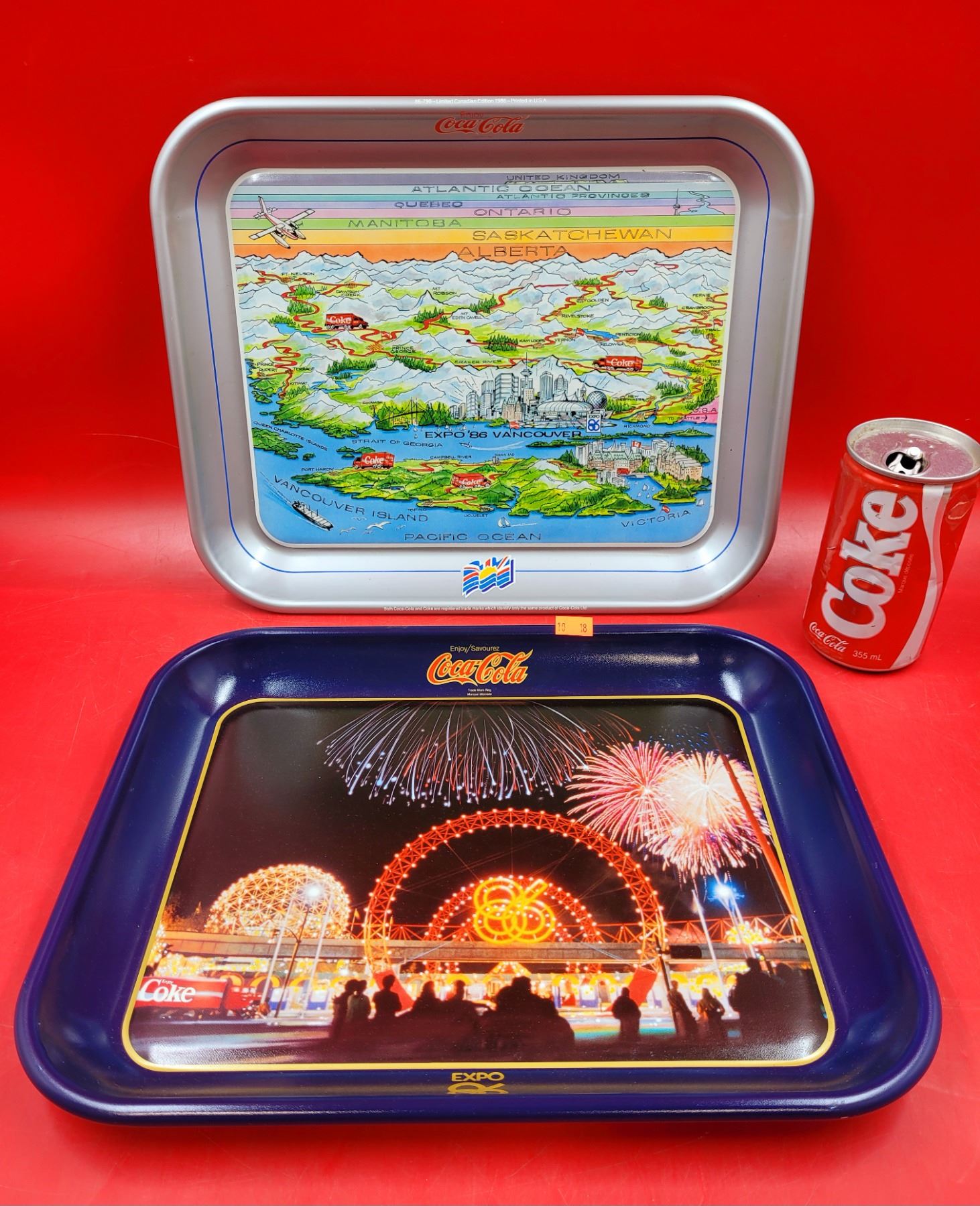 2 VTG Coca-Cola Advertising Trays