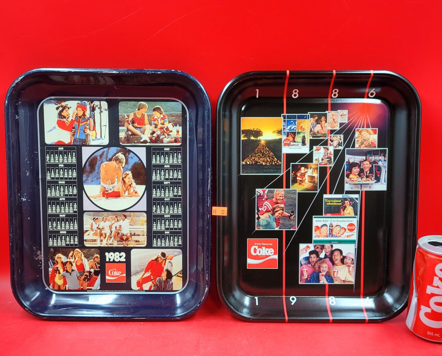 2 VTG Coca-Cola Advertising Trays