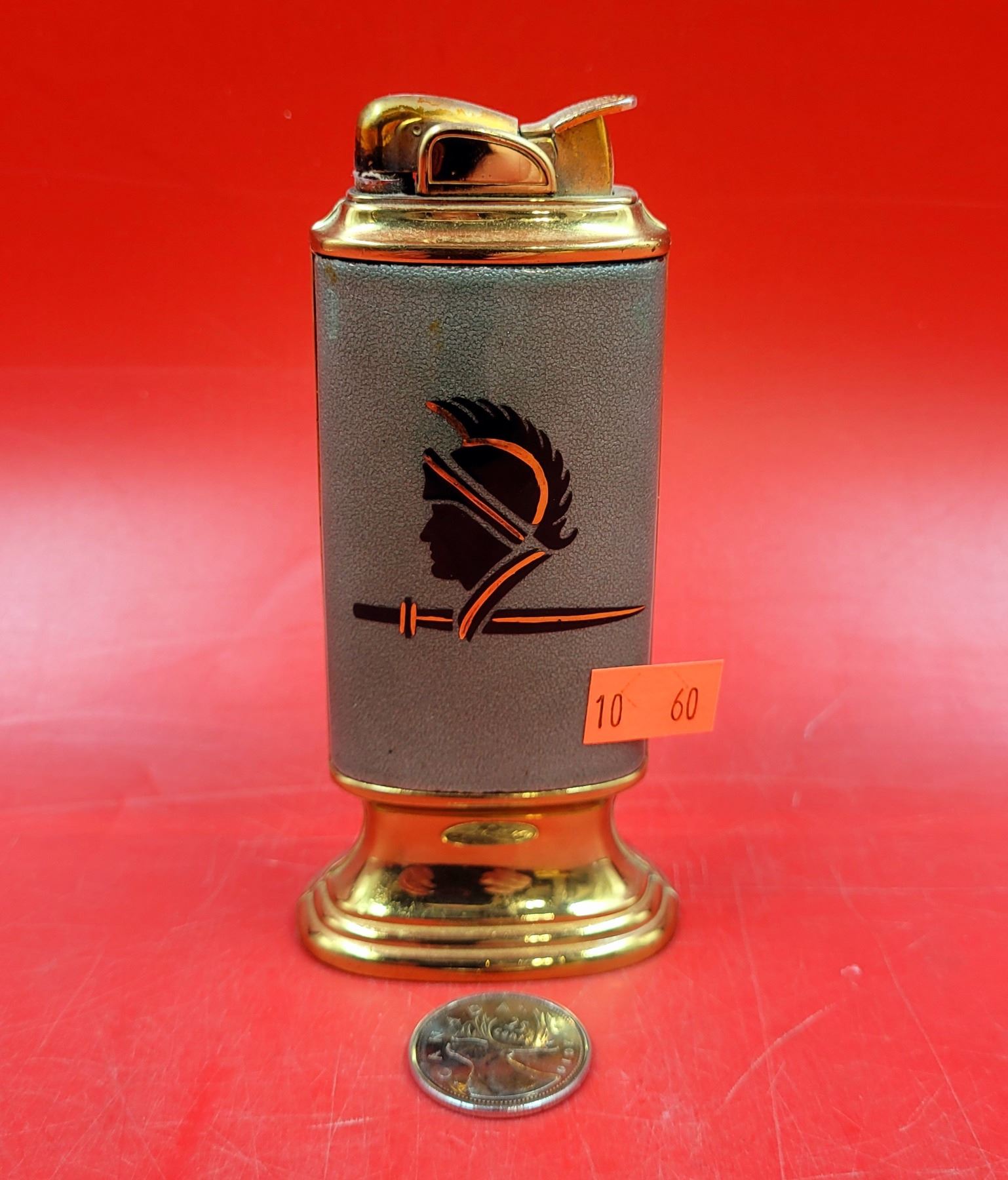VTG Evan's Grey Table Top Lighter w/ Trojan & Sword