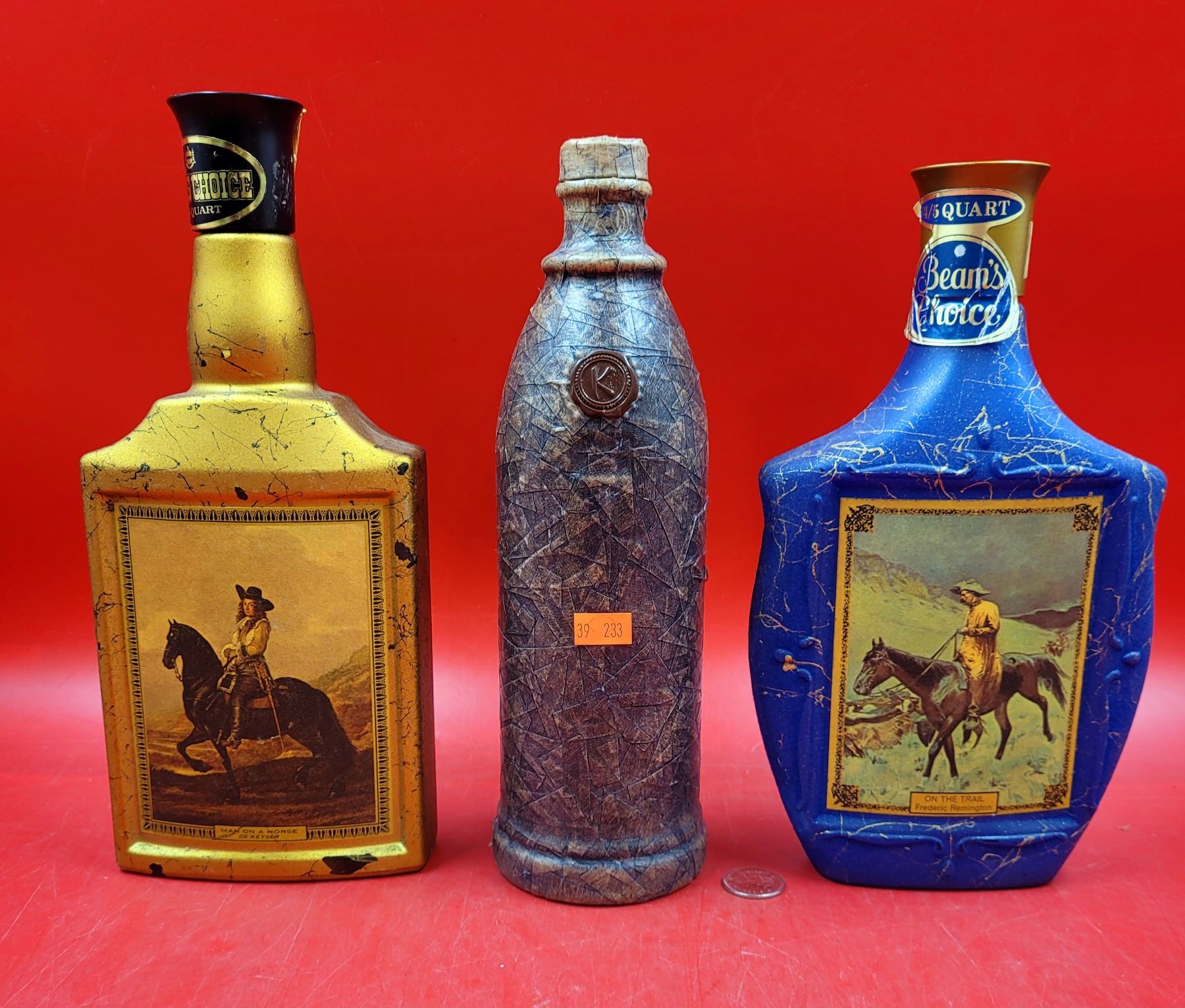 VTG Beam's Choice Whiskey Bottles USA & Textured Bottle