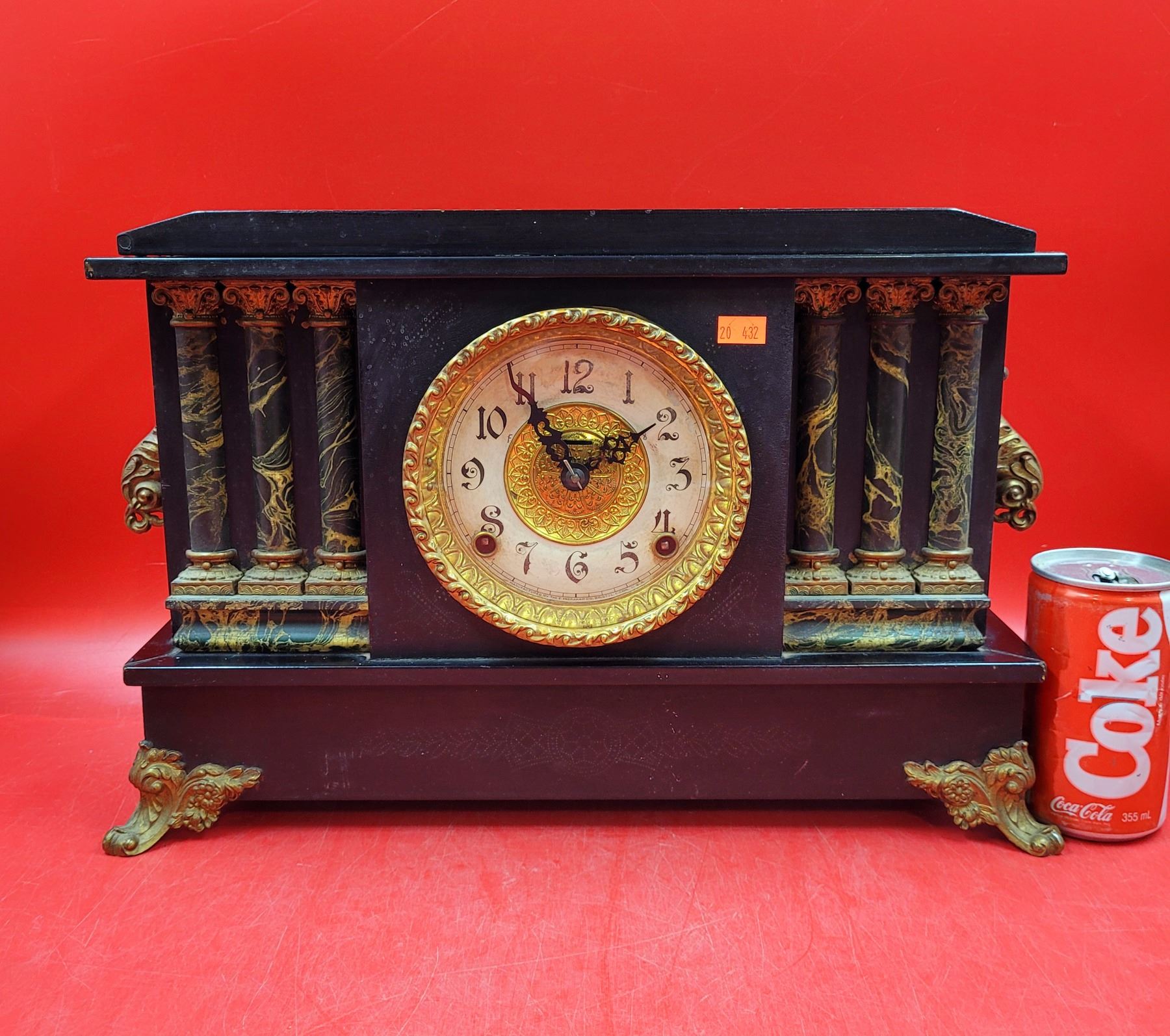 VTG Black Brass Style Mantle Clock