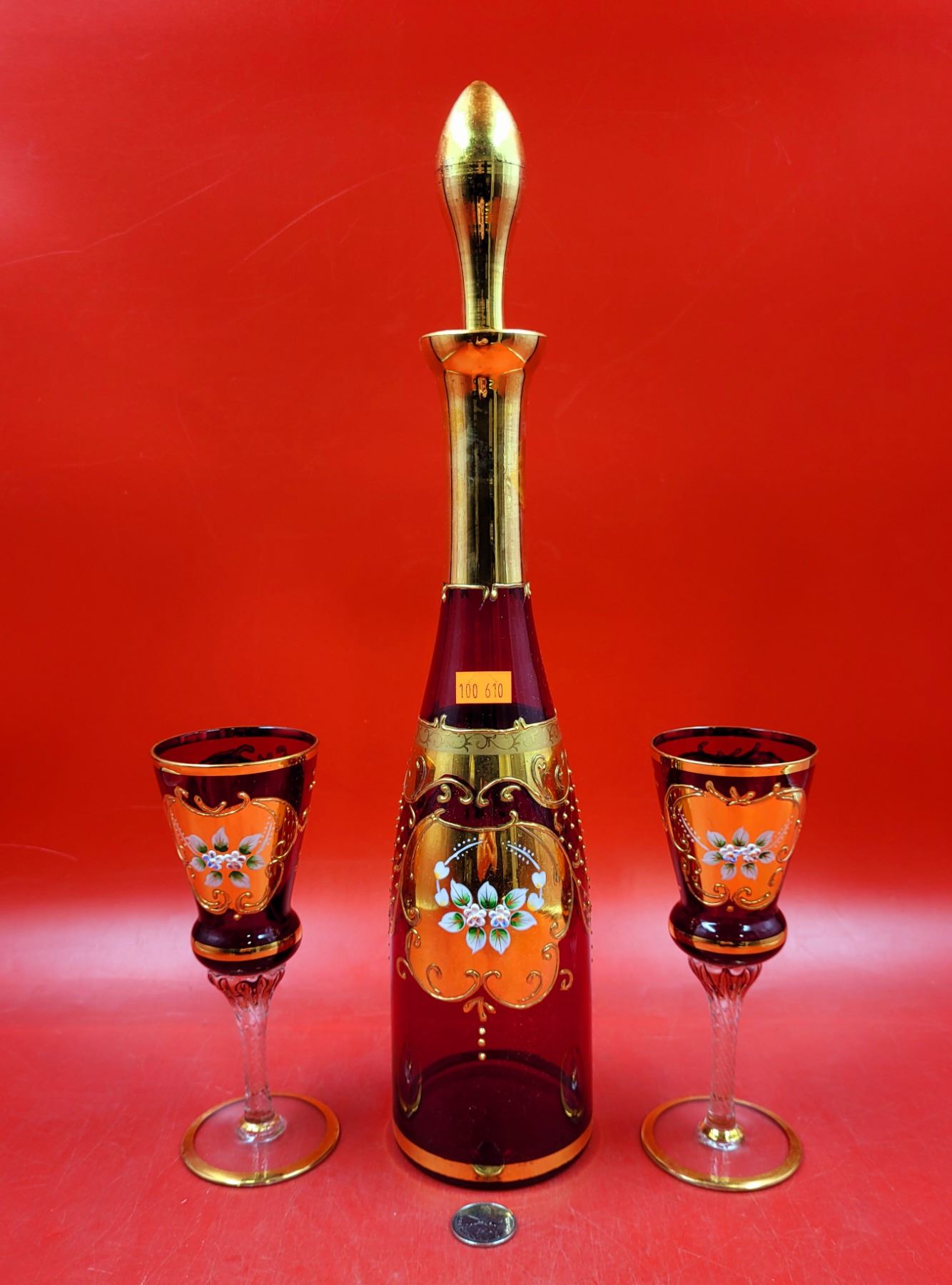 Ruby Red Crystal Decanter & Glass Set