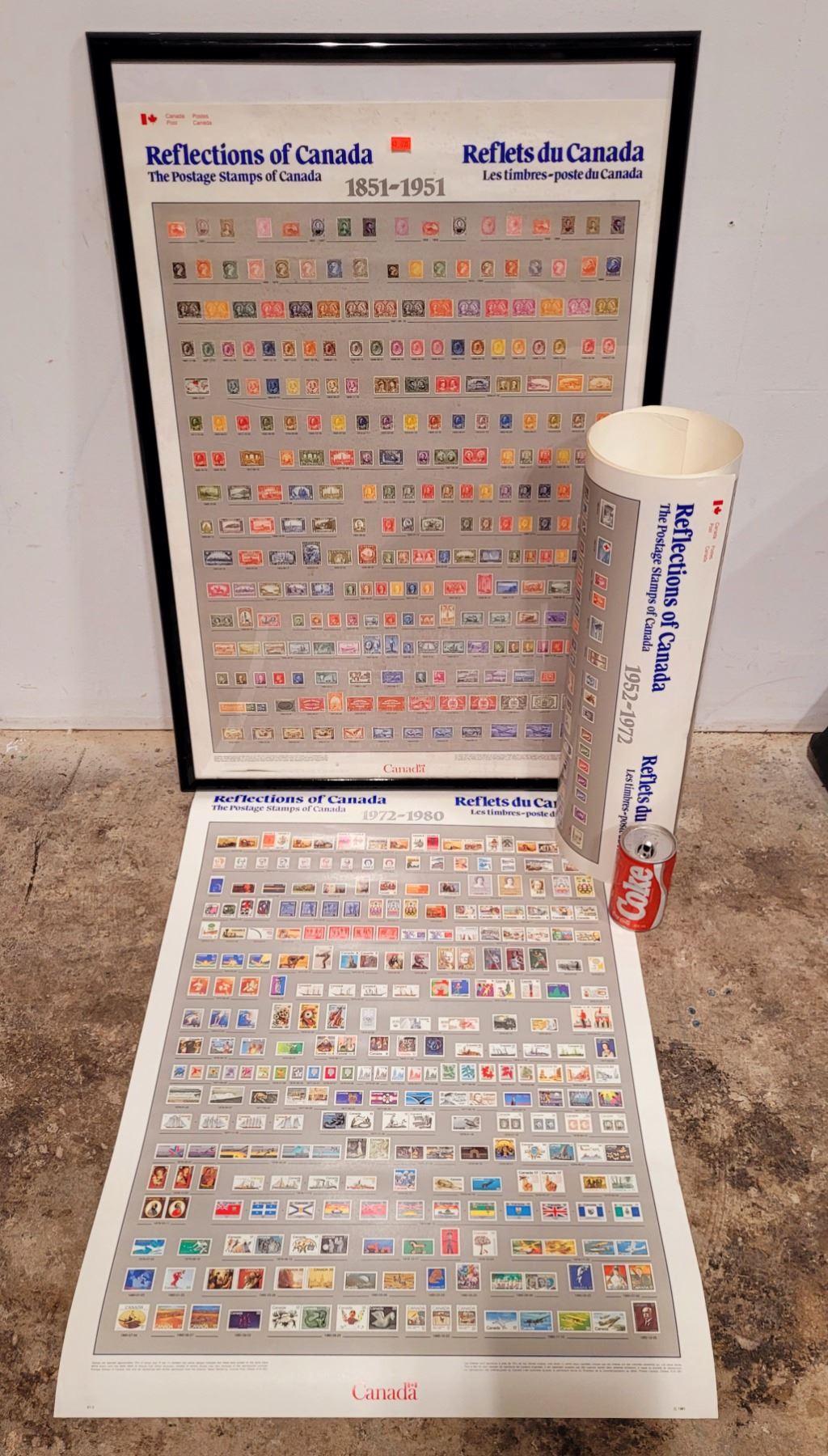 VTG Postage Stamps of Canada Posters (1851-1951, 1952-1972, 1972-1980)