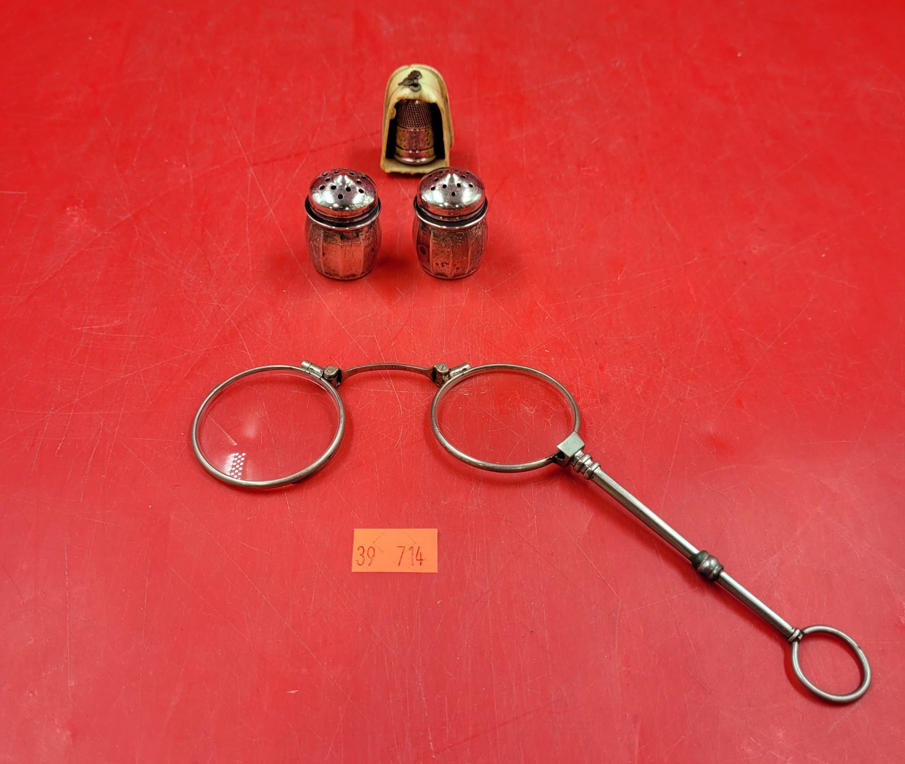 Sterling Silver Salt & Pepper Shaker, Antique Sterling Thimble In Case ...