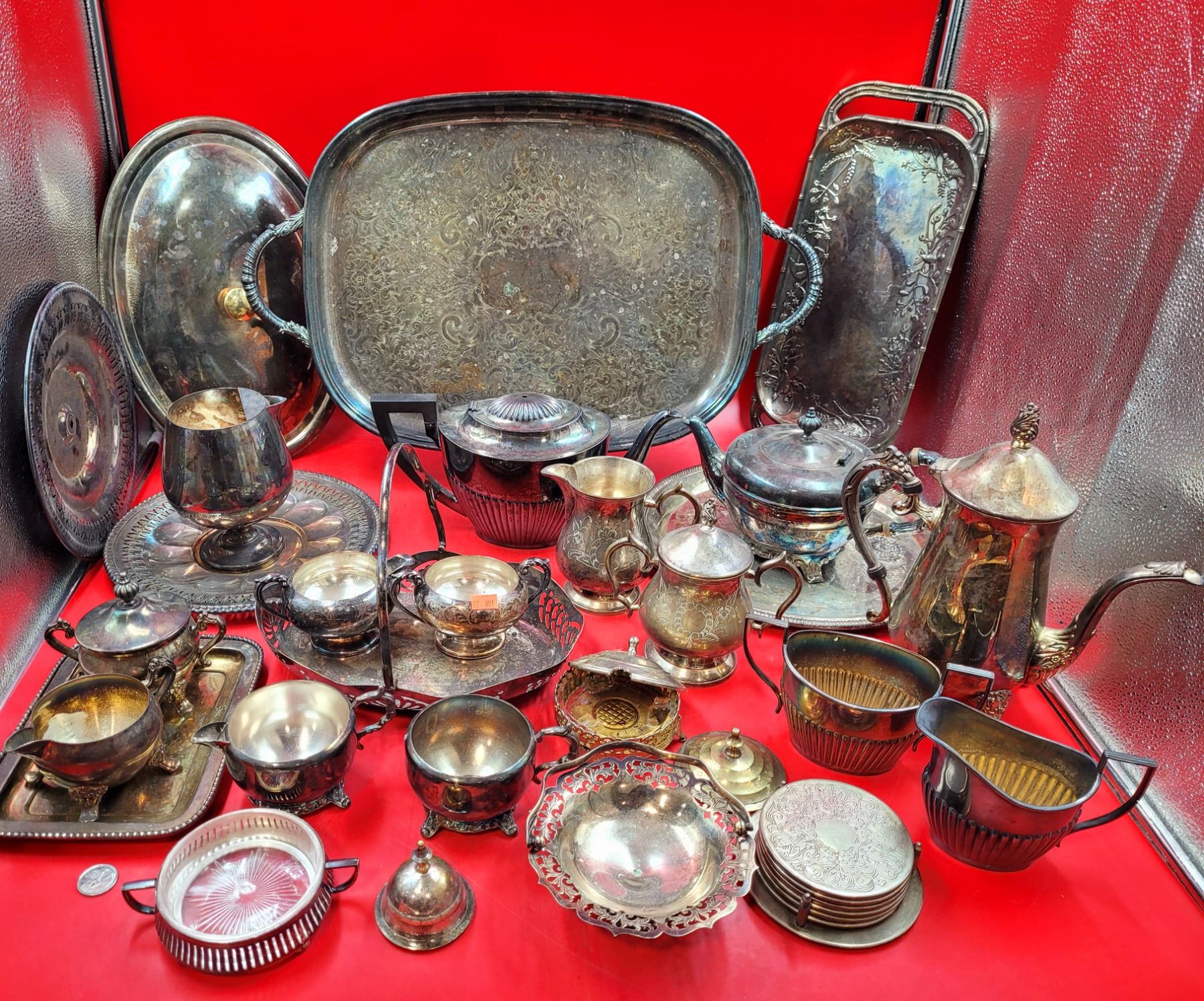 Large Lot Of Silver Ware Serving Dishes