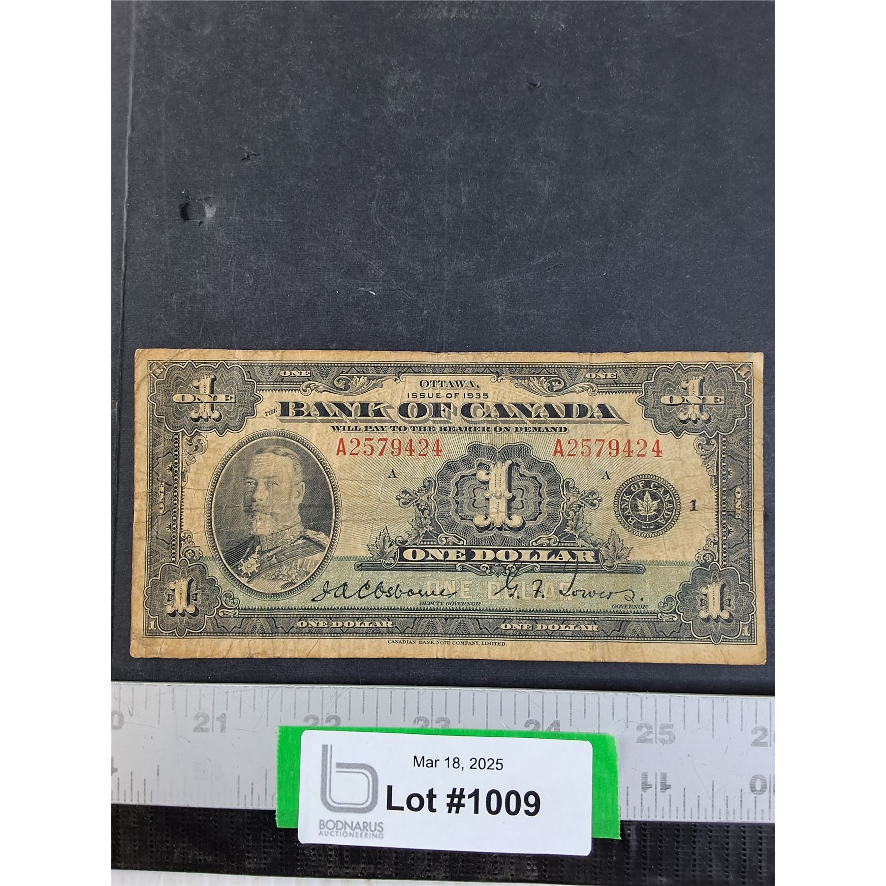 1935 Osborne/Towers 1 Dollar Bill - Bodnarus Auctioneering