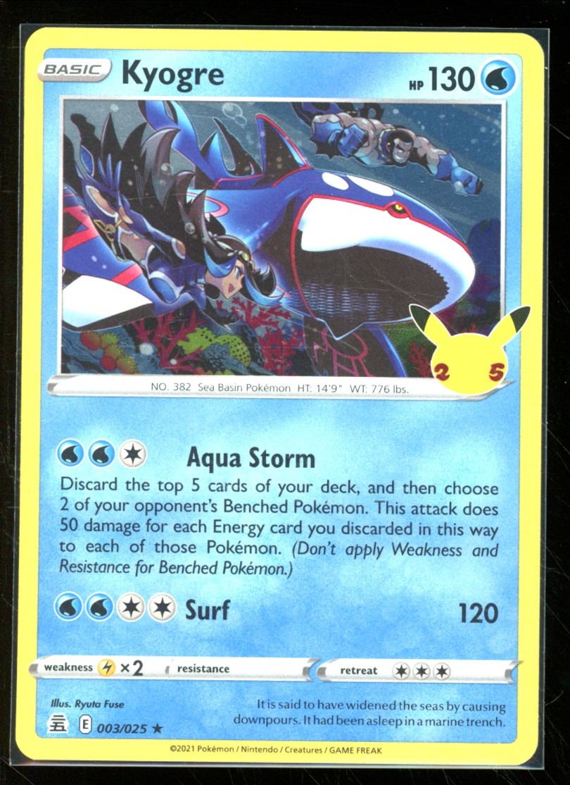 Pokemon Kyogre - 3/25 - Rare Holo Celebrations