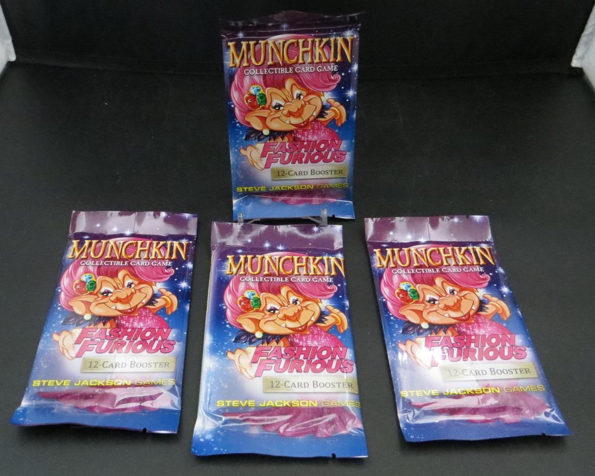 4 Sealed Packs Of Munchkin Fashion Furious CCG 12 Cards Per Pack