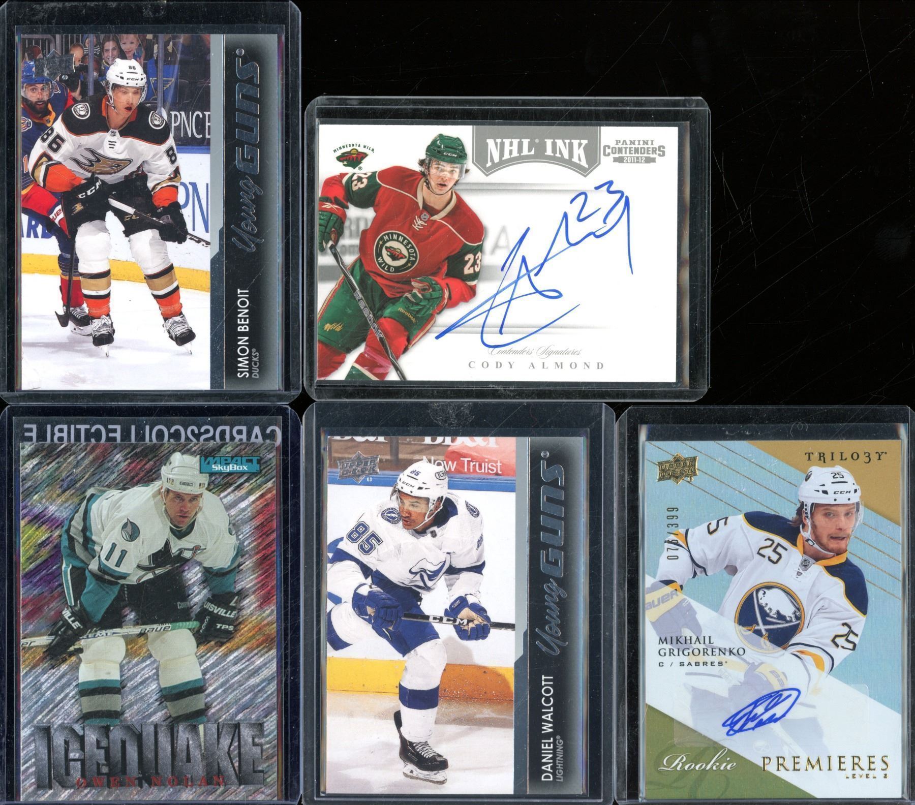 5 Hockey Cards Mikhail Grigorenko, Daniel Walcott, Owen Nolan, Cody ...