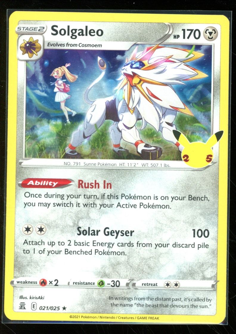 Pokemon Solgaleo - 21/25 - Rare Holo Celebrations