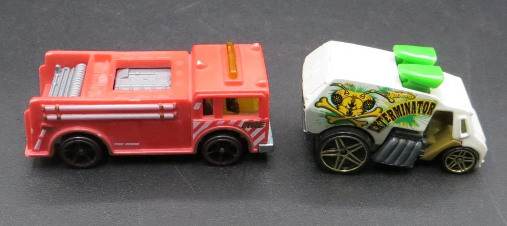 2 Hot Wheels Die Cast Fire Eater & Exterminator