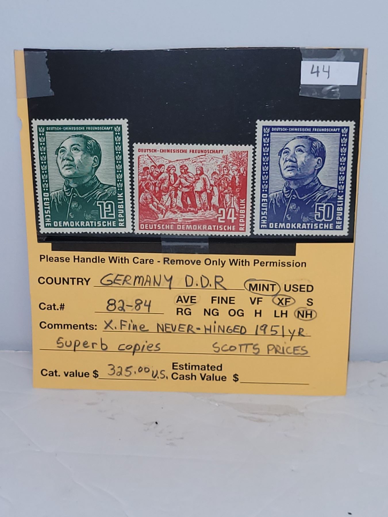 Germany DDR 82-84 VFNH YR 1951 "Superb" Cat $325.00 US