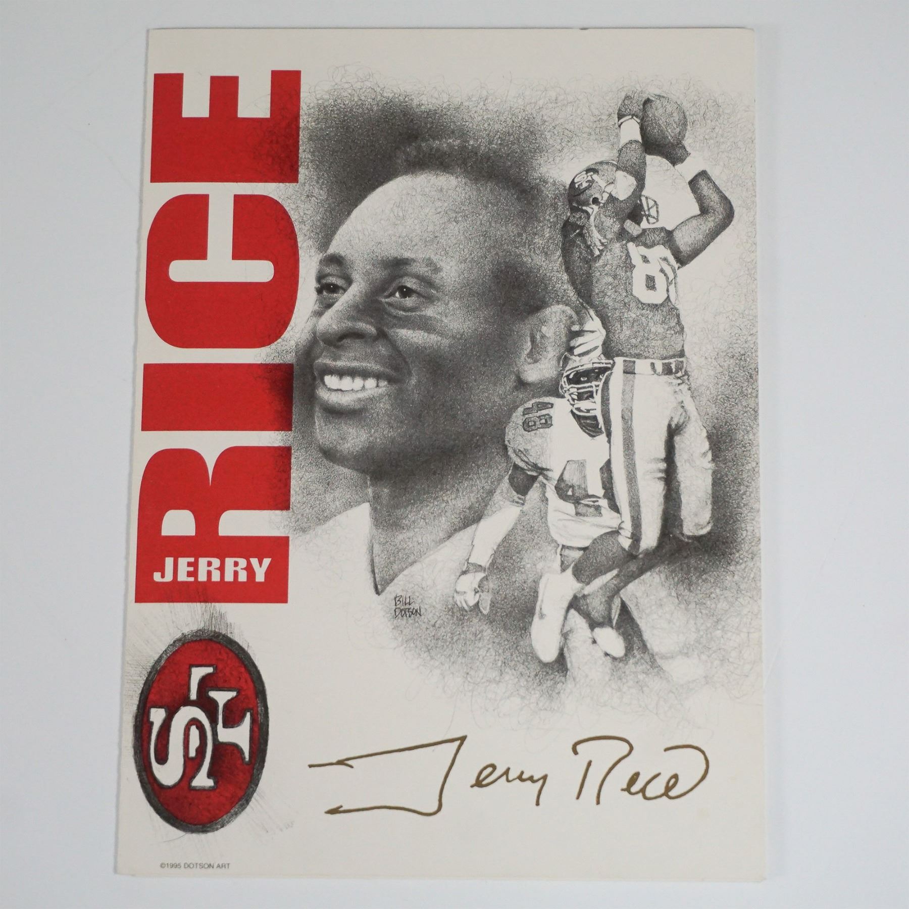 Jerry Rice, Dotson Art Sports Greeting Card Signed