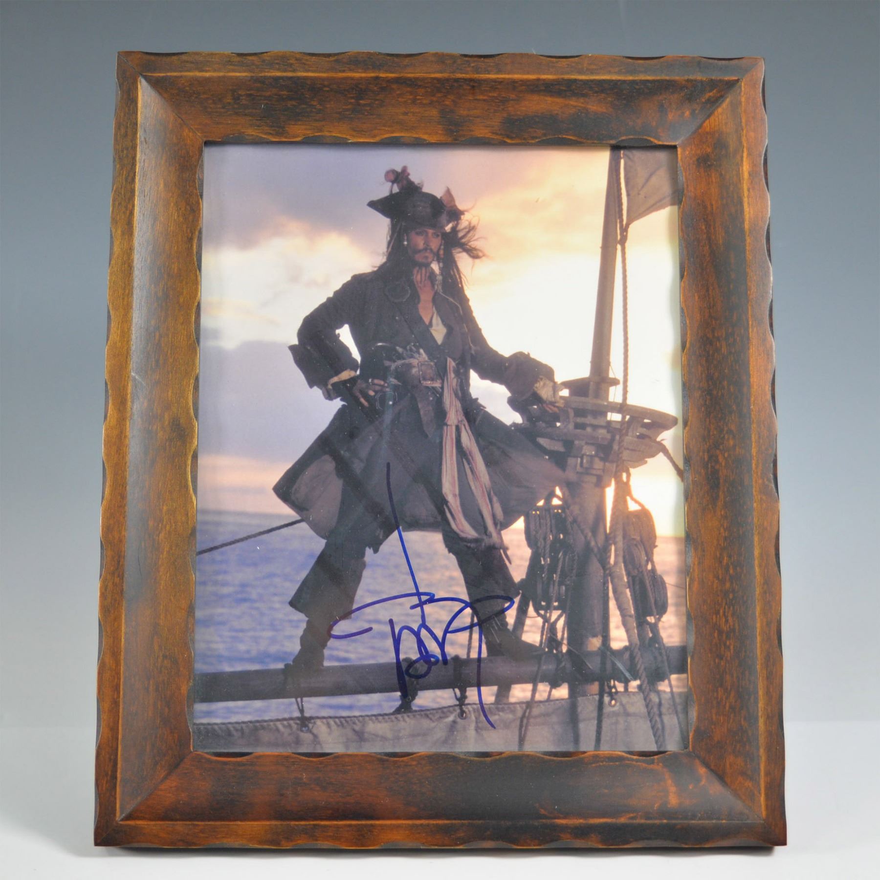 Johnny Depp Signed Pirates of the Caribbean Photograph in Frame