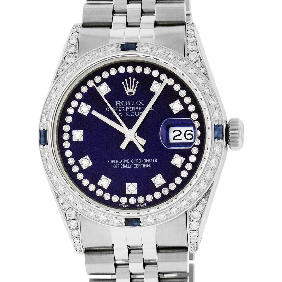 Rolex Mens Stainless Steel Blue String Diamond Lugs And Sapphire ...