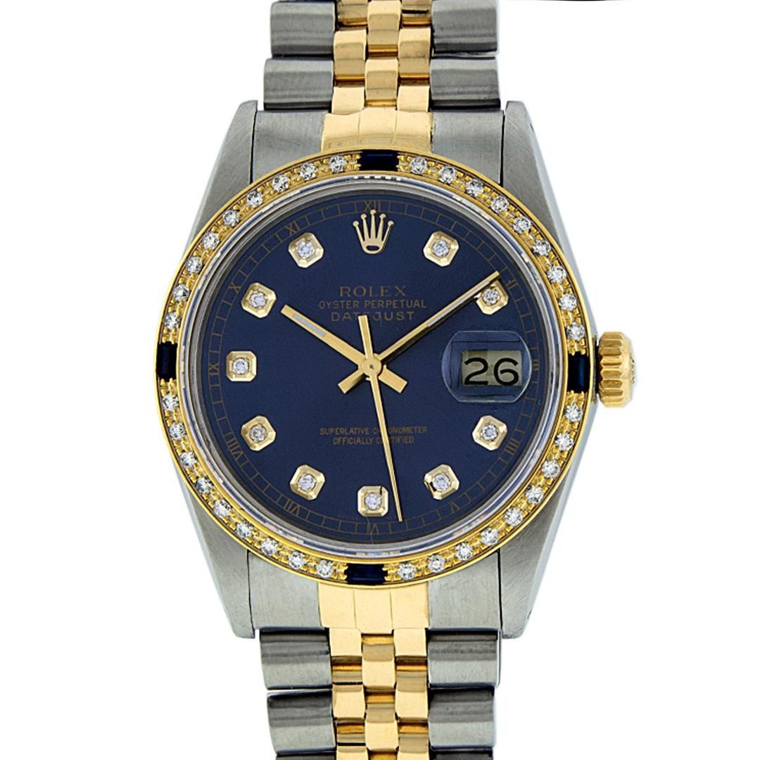Rolex Mens Two Tone Blue Diamond And Sapphire Diamond Bezel Datejust ...