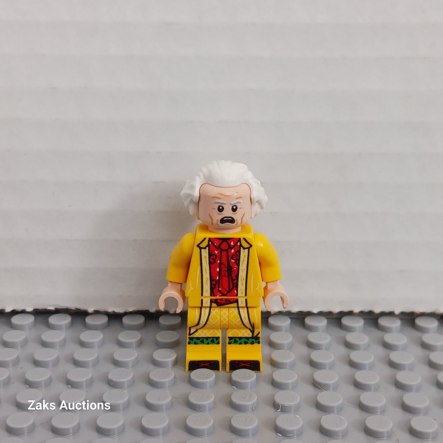 Doc Brown - Long Hair, Yellow Coat Minifigure