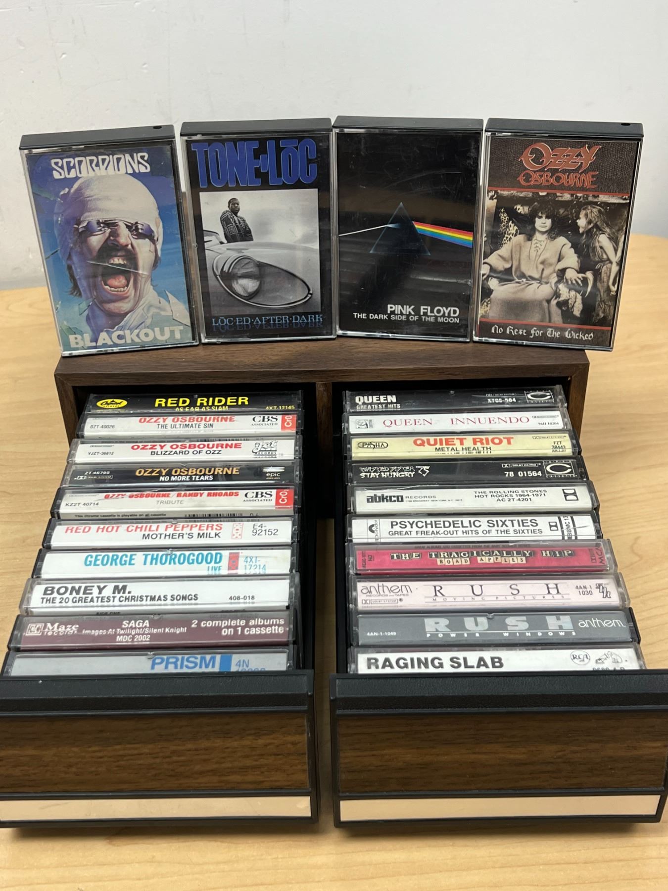 24 Cassette Tapes (Good Mix) in storage case - see all photos