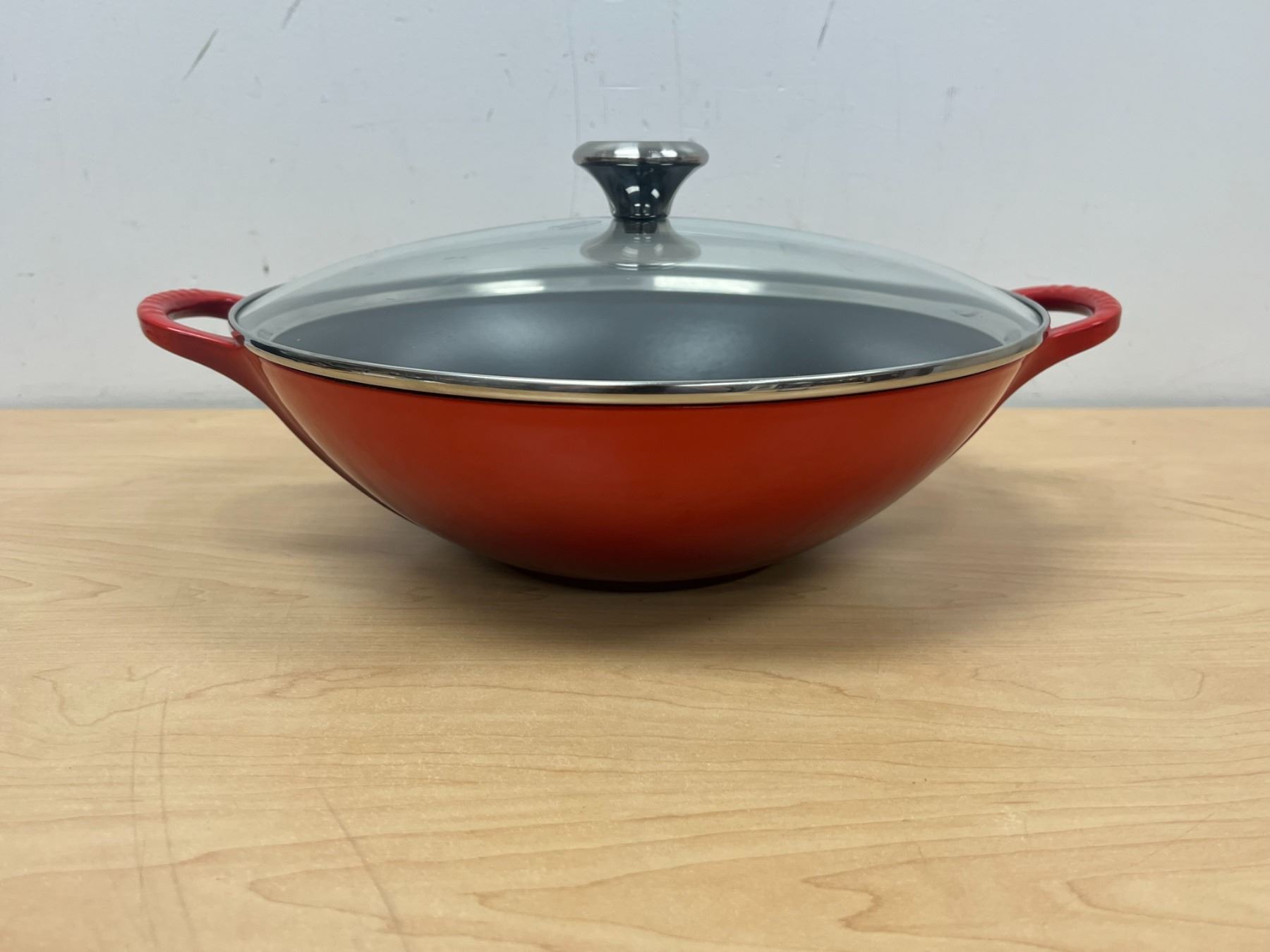 Le Creuset (France) Enamelled Cast Iron Wok - some use, see all photos