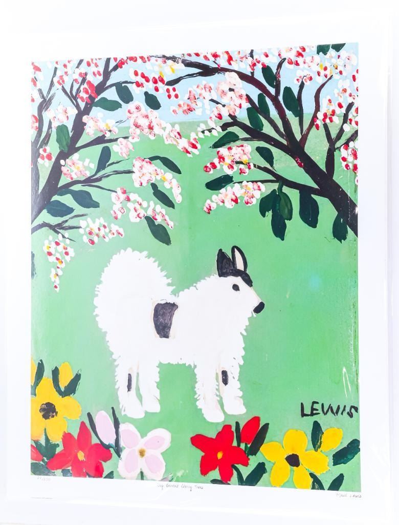 MAUDE LEWIS Canada's Folk Art Artist - "Dog Beneath Cherry Trees" 16 x ...