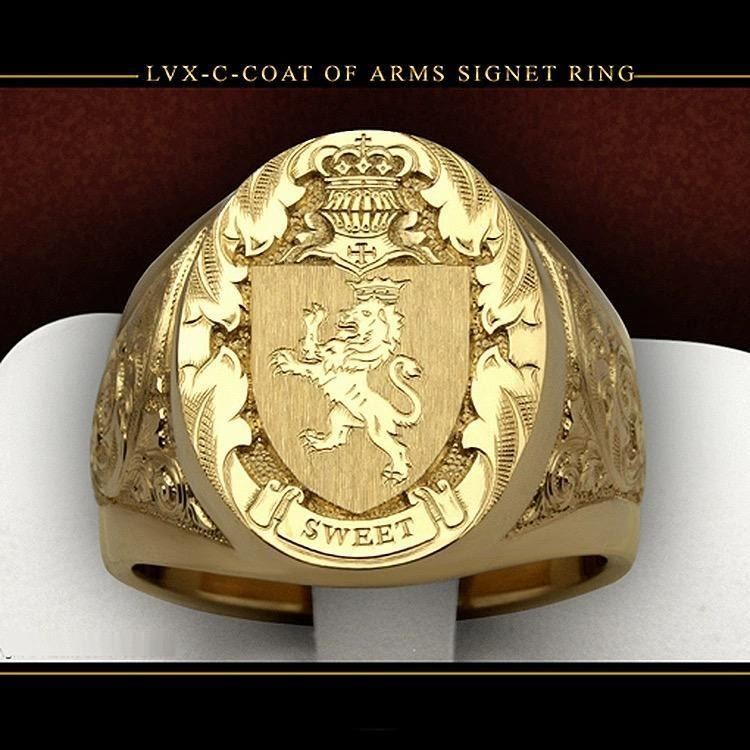 18kt GOP Ring Coat of Arms Signet Style