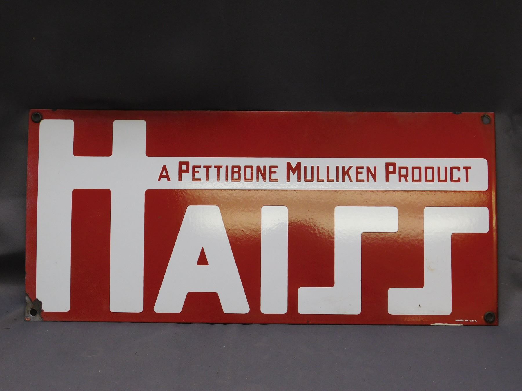 Vintage Metal HAISS A Pettibone Mulliken Product Wall Sign