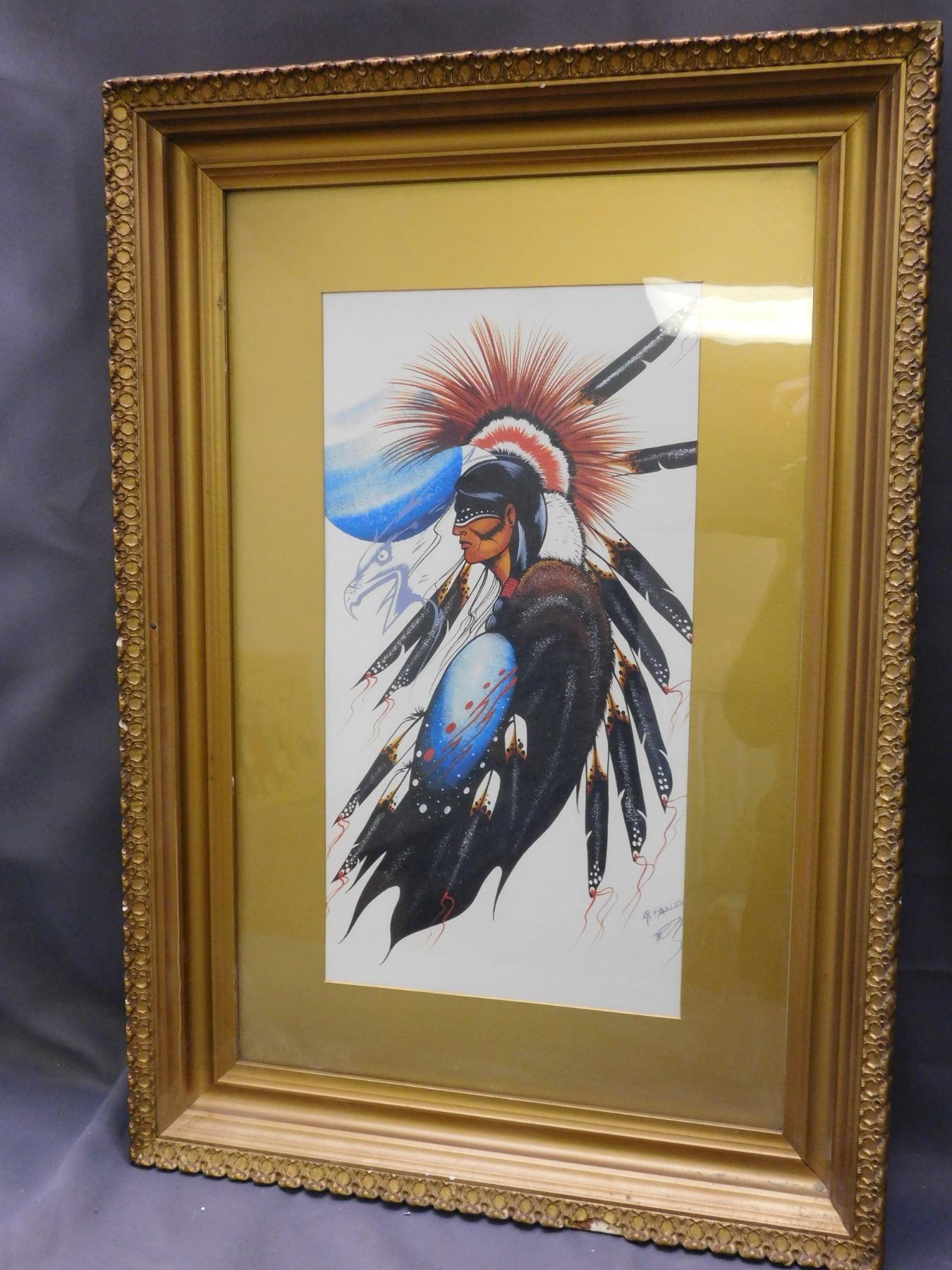 Ornately Framed Indigenous Wall Art Print 18" x 26"