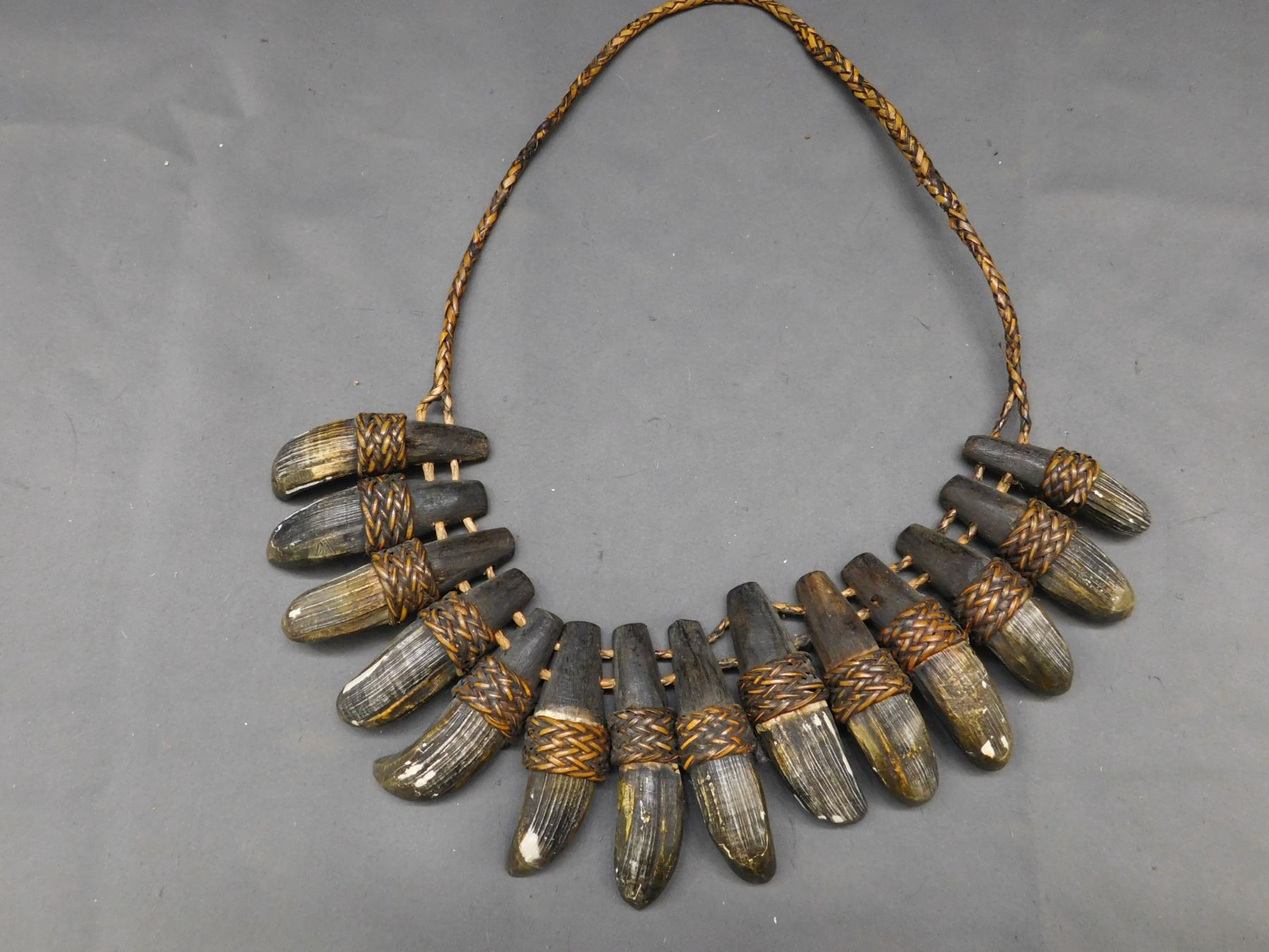 South Asian Borneo Authentic Boar Tooth Tribal Folk Necklace