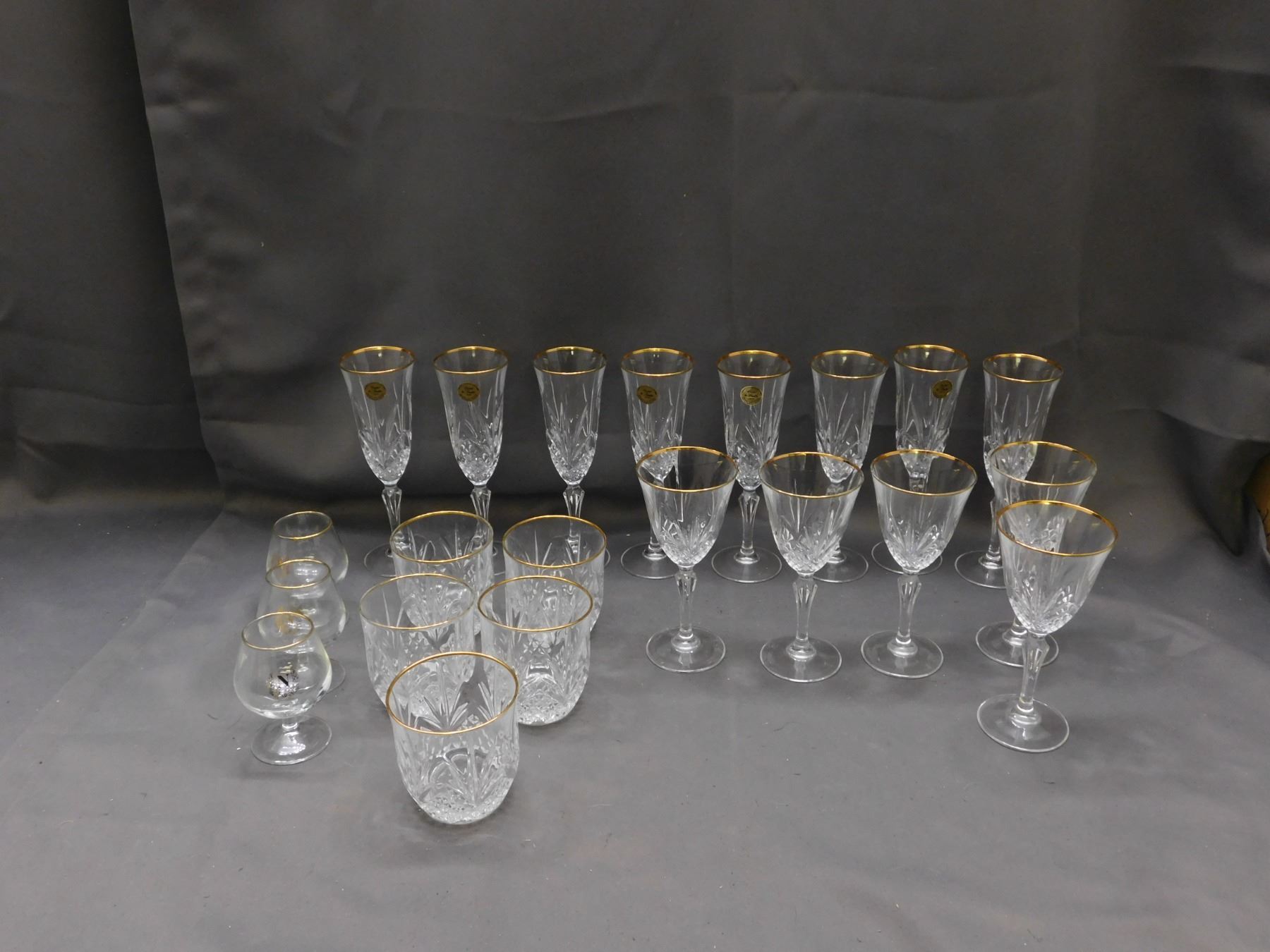 Cristal de Flandre France Lead Crystal Glassware Lot with Gold Rims ...