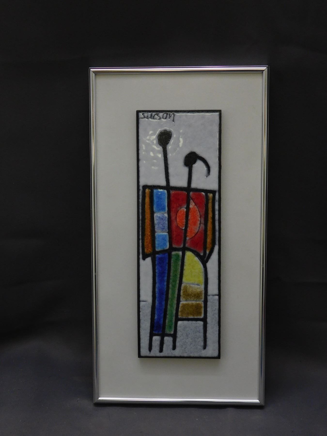 Framed Tile Cubist Art by Charles Sucsan (friend of Picasso)