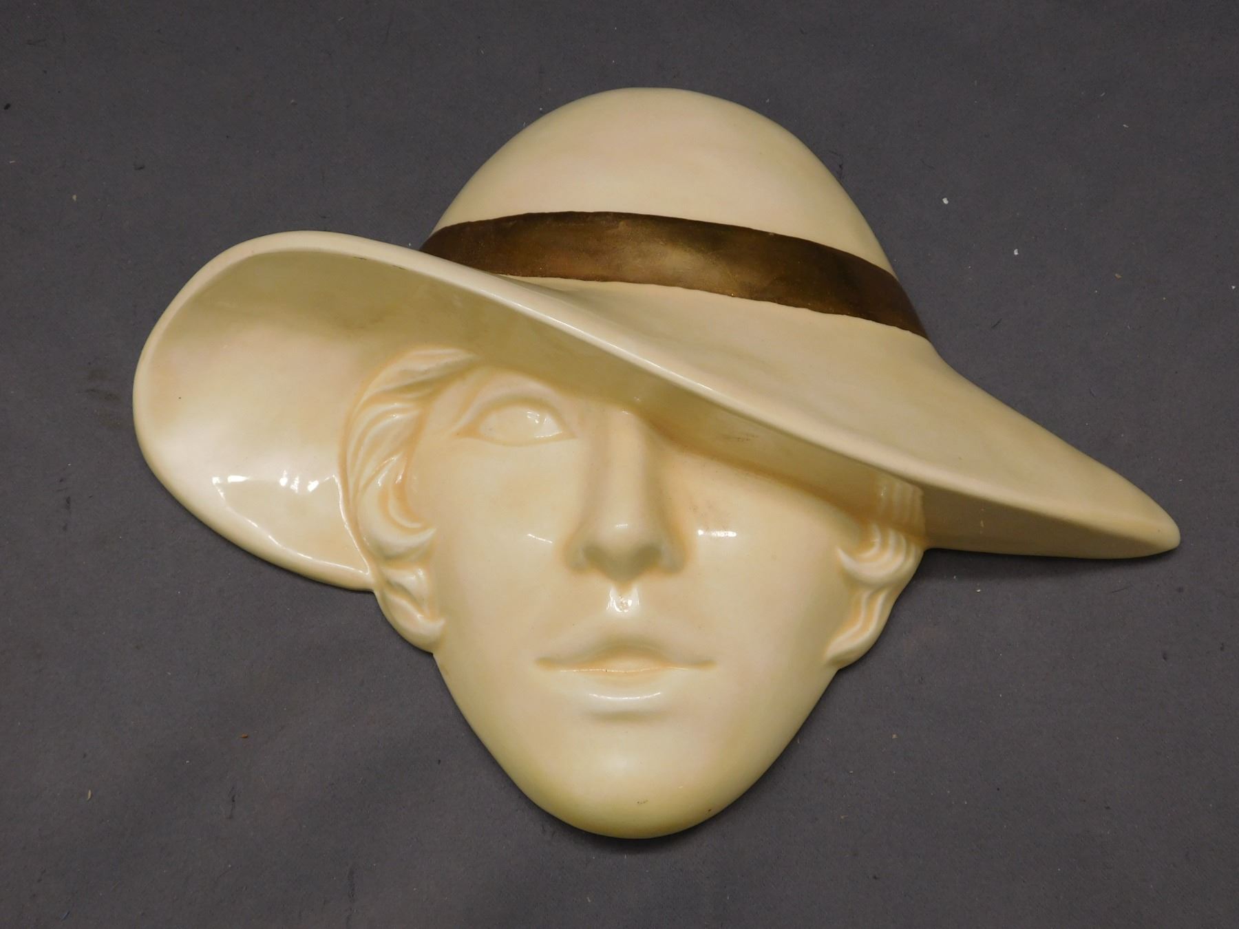 Vintage Ceramic Woman with Hat Wall Decor