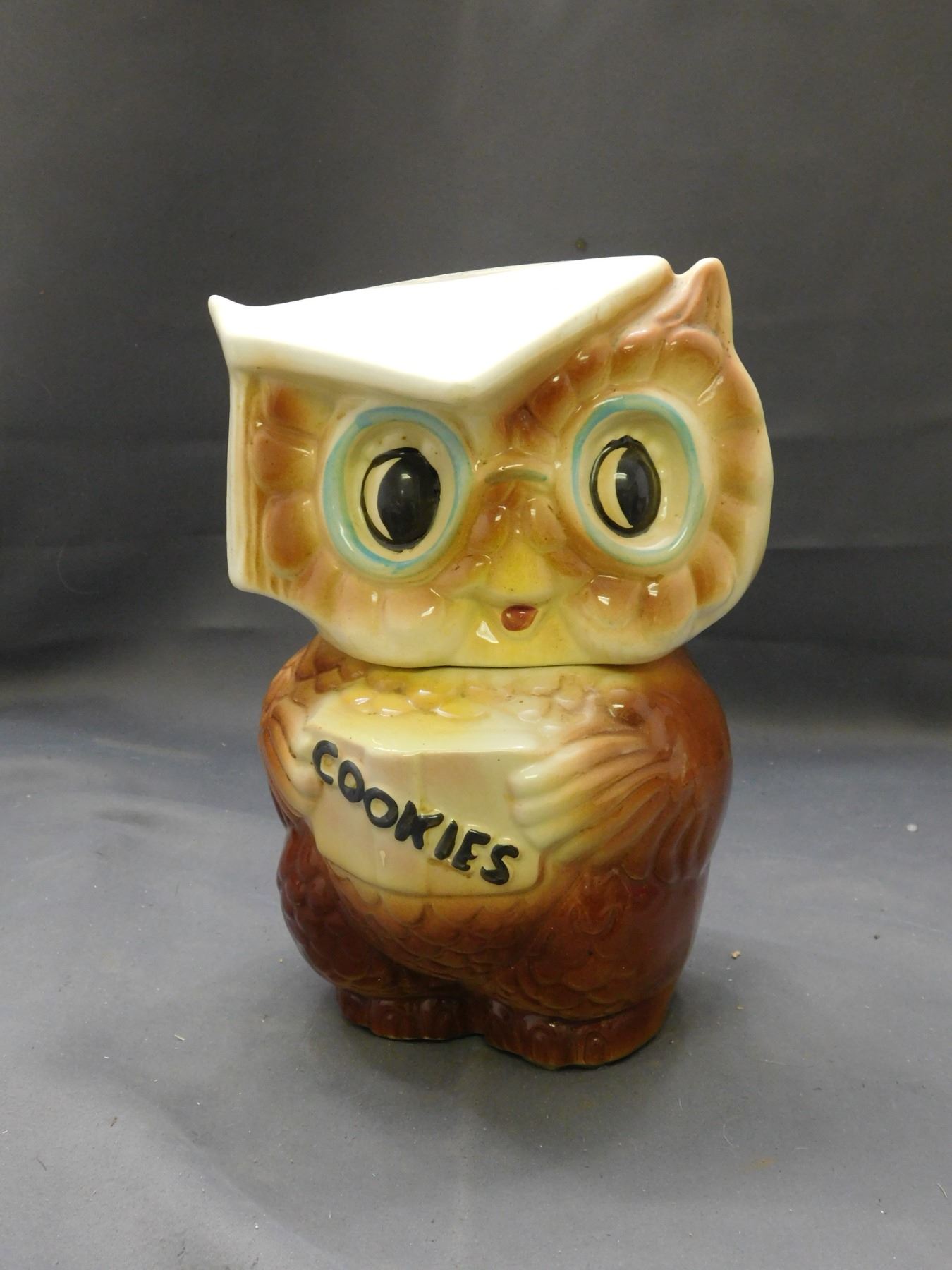 Vintage American Bisque Owl Cookie Jar circa 1950s