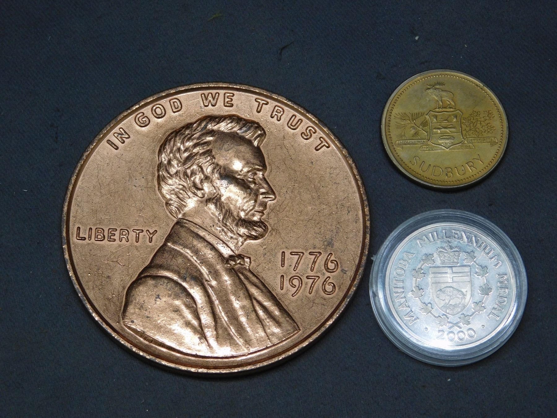 Lot of 3 Liberty Oversized Lincoln Penny, Royal Visit 1985 Token, 2000 ...