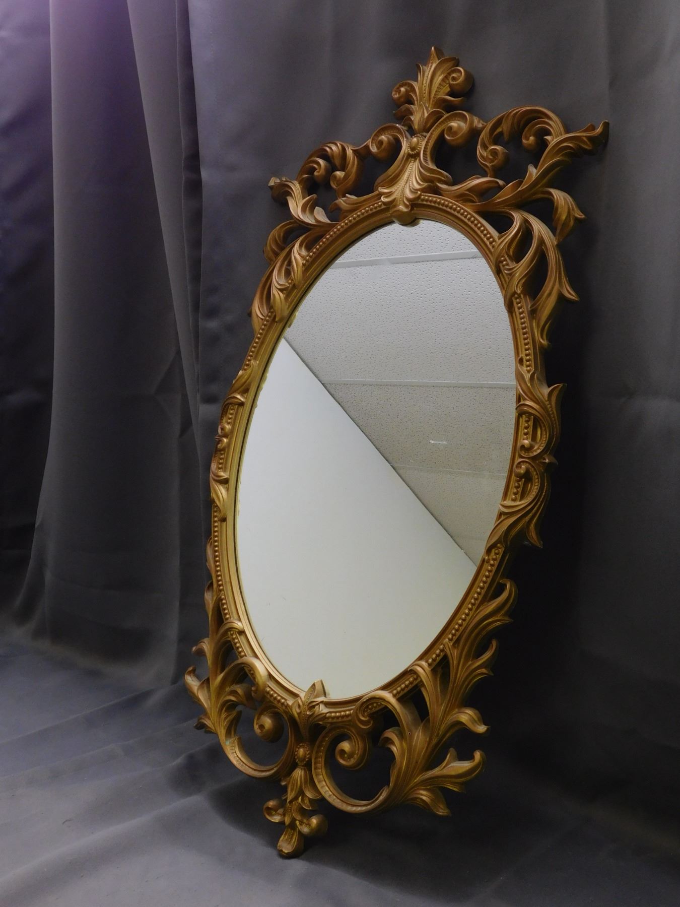 Vintage Gold Tone Ornate MCM Wall Mirror *repaired* Vintage Turner