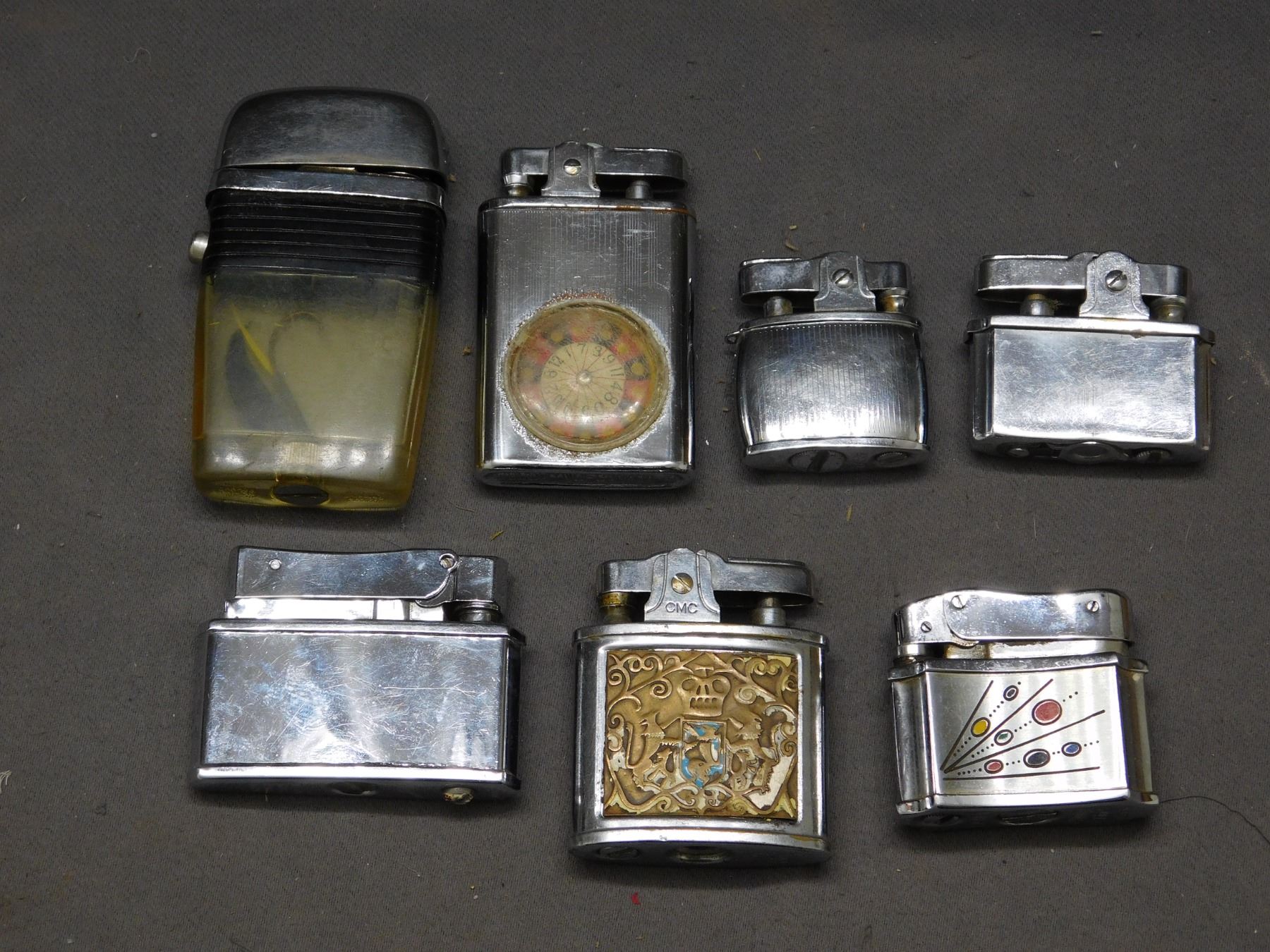 Lot of Vintage Pocket Lighters Penguin, Fisher, Continental, etc