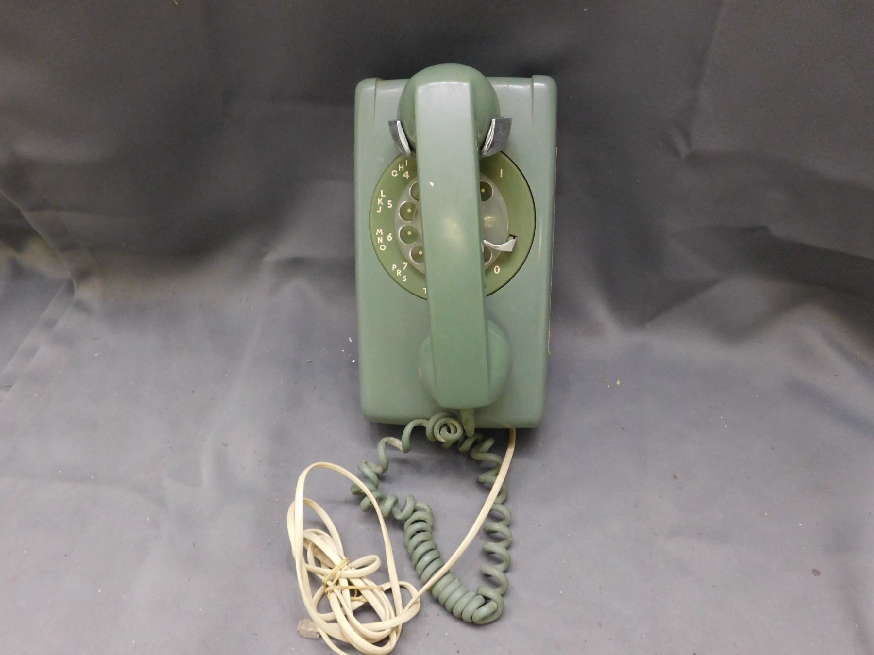Vintage ITT Green Rotary Wall Telephone