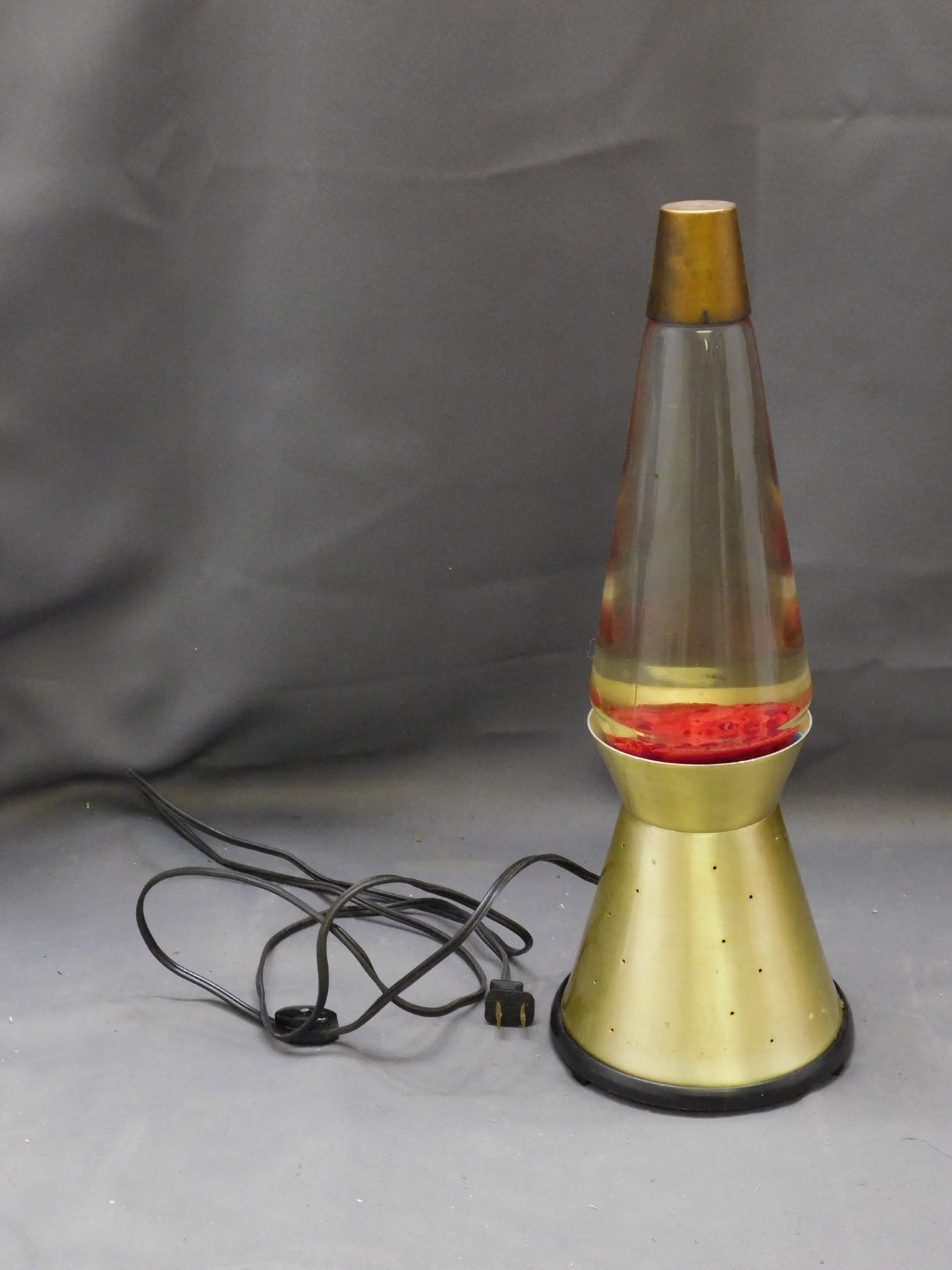 Brass Tone Red Lava Light / Lava Lamp