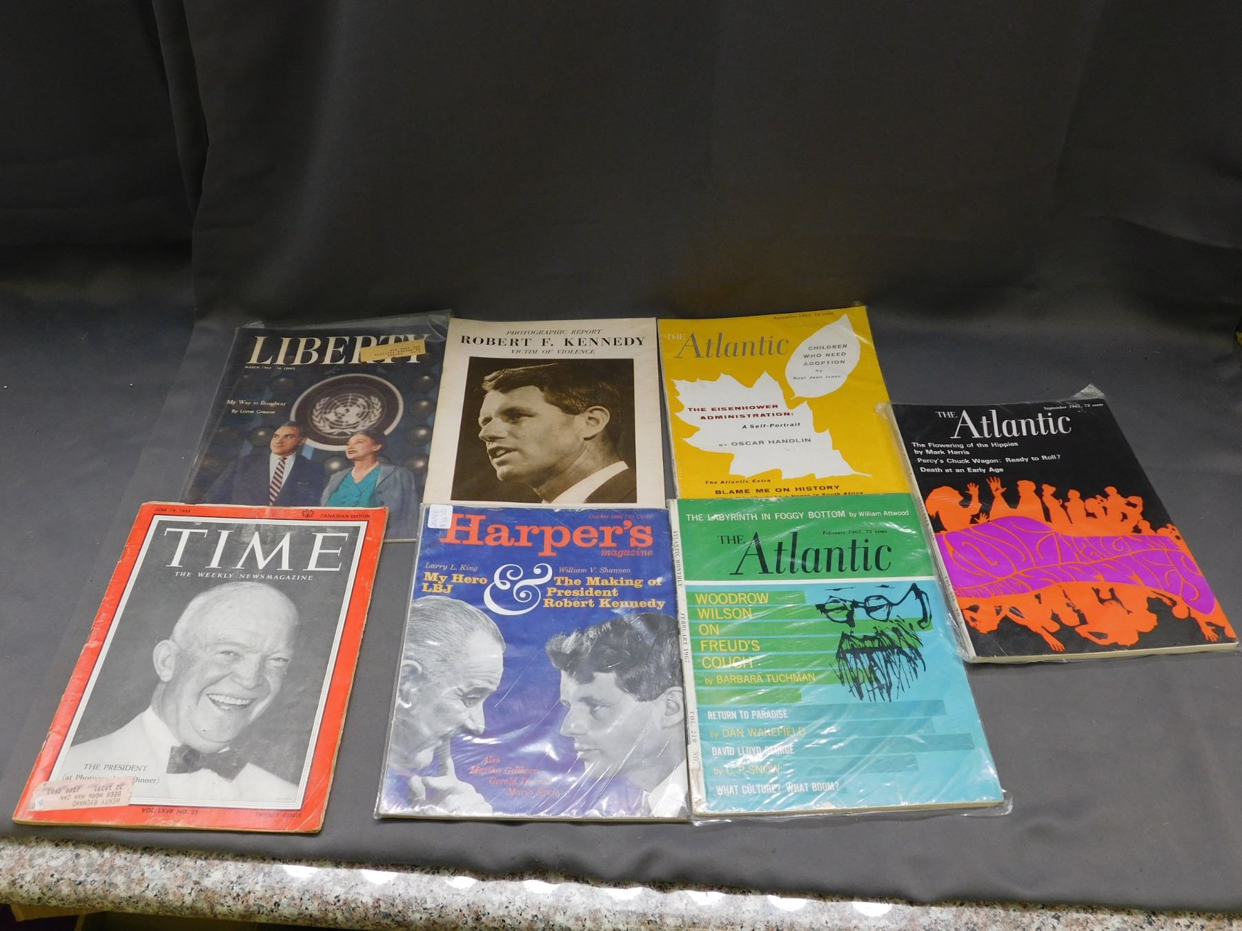 Lot of 7 Vintage Magazines Political Harper, Kennedy, Eisenhower, The ...