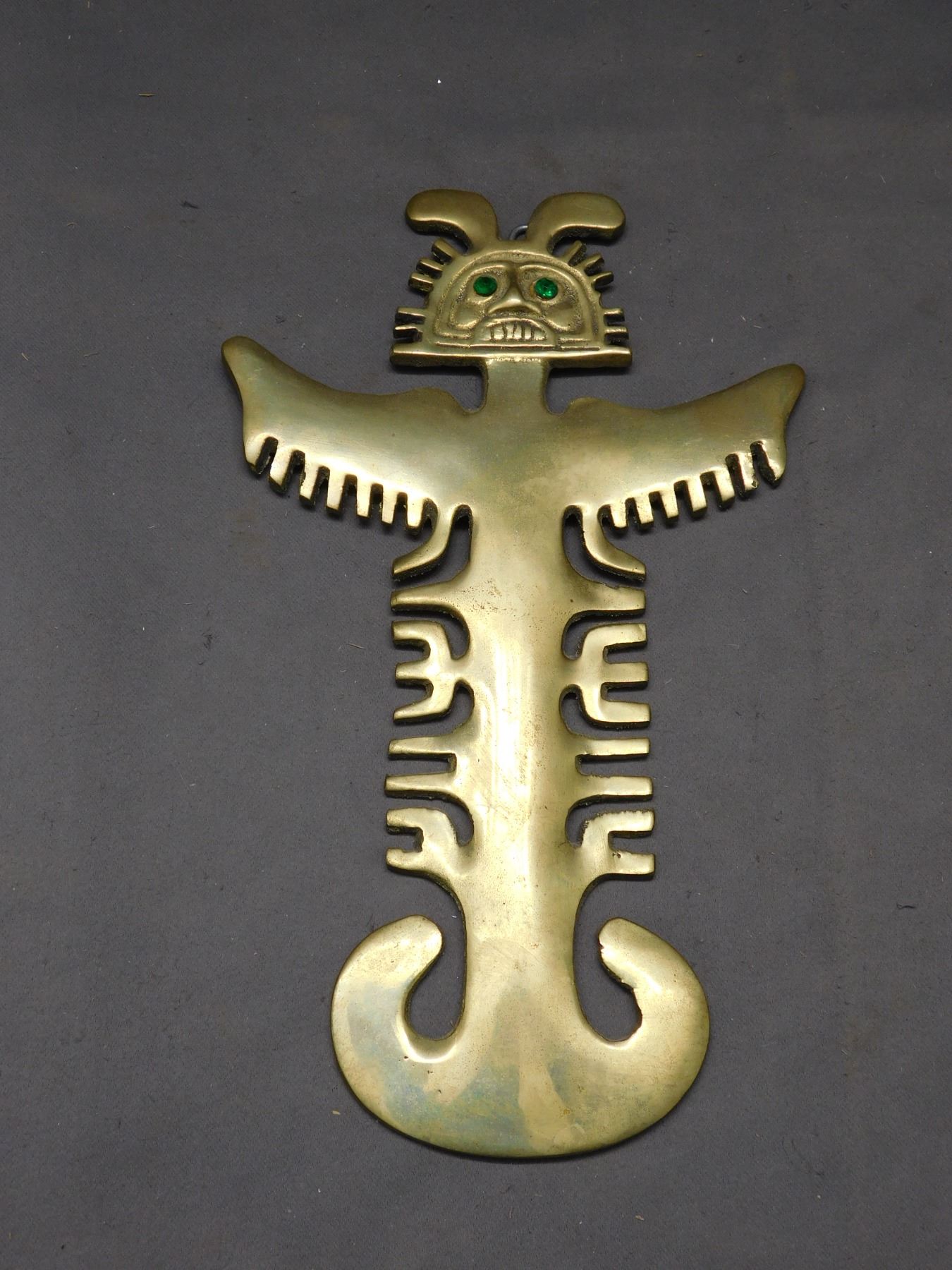 Brass Inca Tumi Ceremonial Knife Deity Decor
