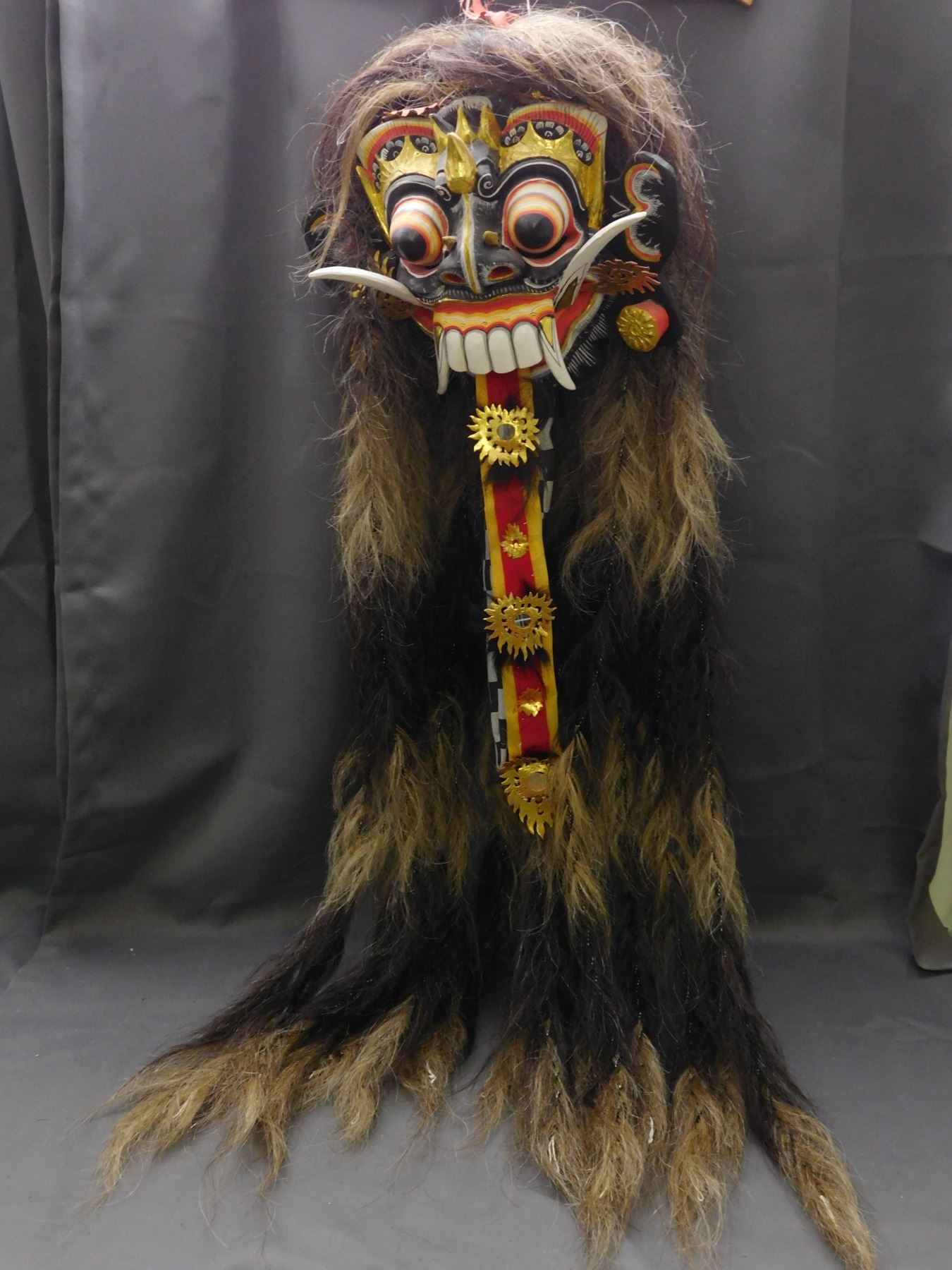 Ranga Indonesian Balinese Tribal Mask with Horse Hair Ceremonial ...