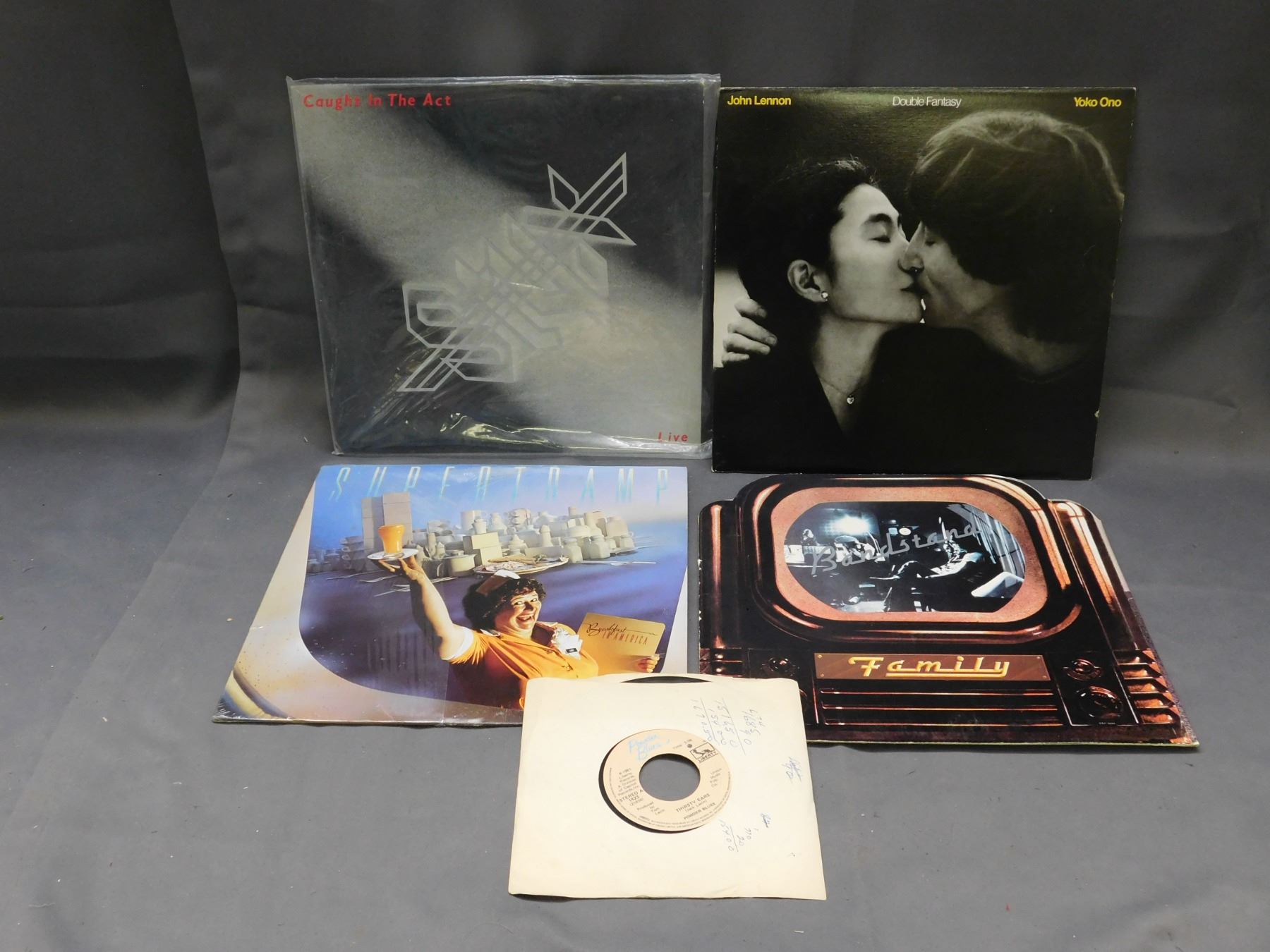 Lot of 5 Vinyl Records 45, LPs John Lennon Double Fantasy, Supertramp ...
