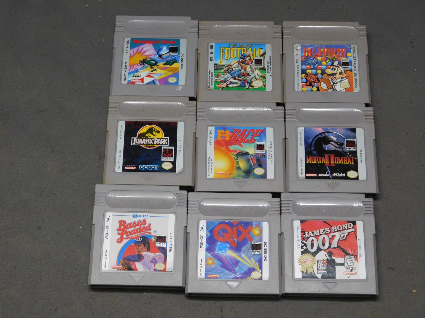 Lot of 9 Nintendo Gameboy Original Games Dr Mario, 007, Qix, F1 Race ...