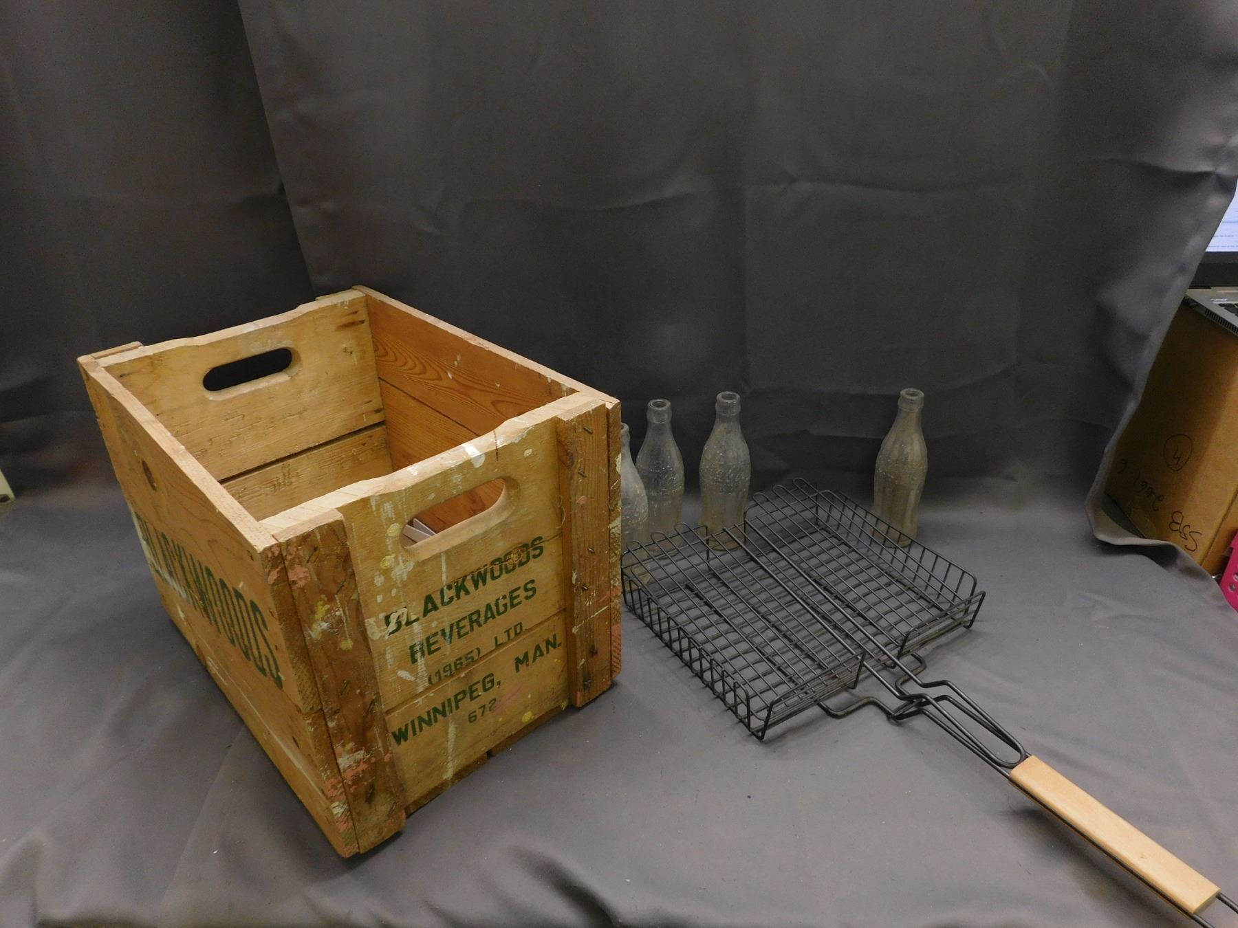 Vintage Wooden Blackwoods Beverages, BBQ Griller, Assorted Tools Coke ...