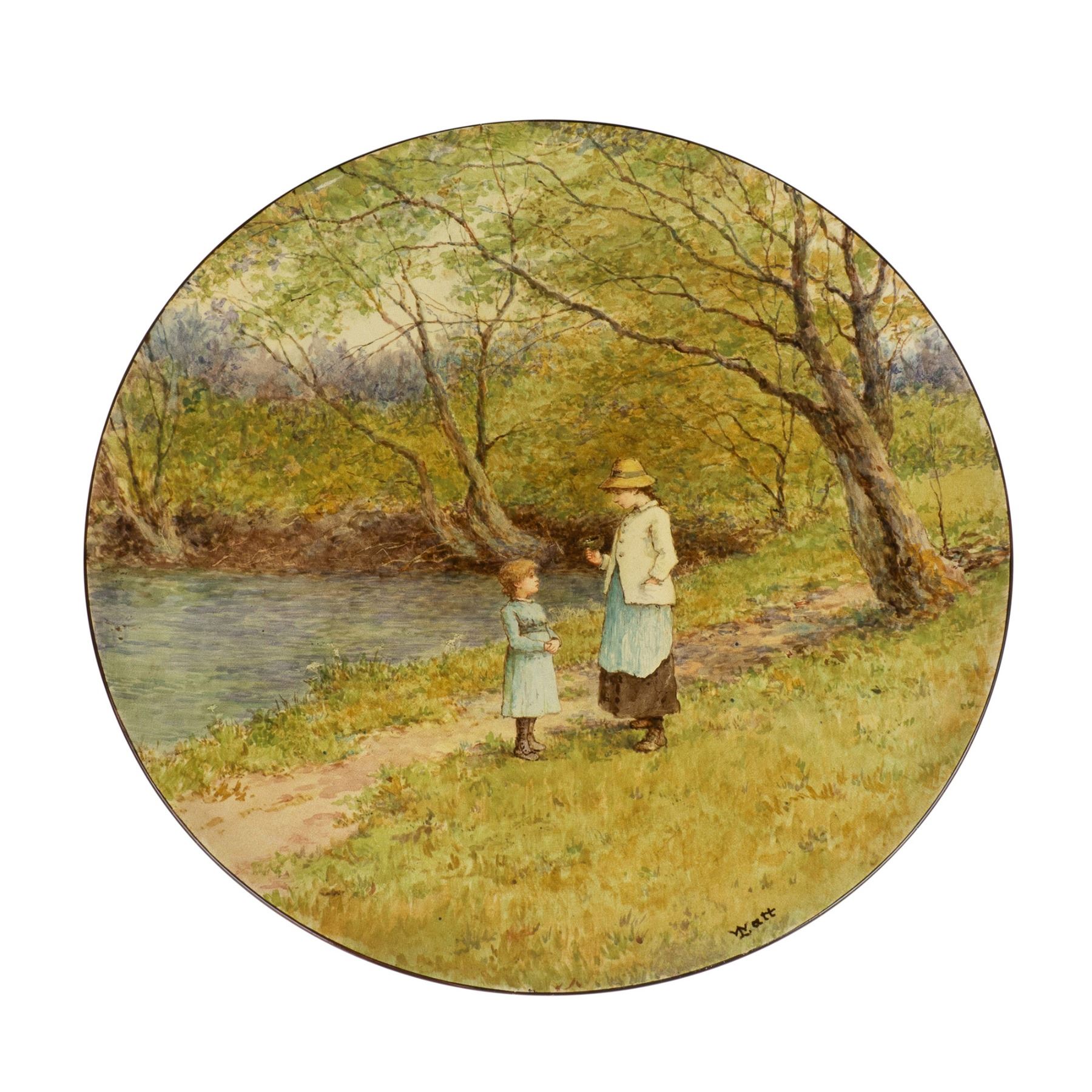 Doulton Lambeth Faience by Linnie Watt Charger, Countryside