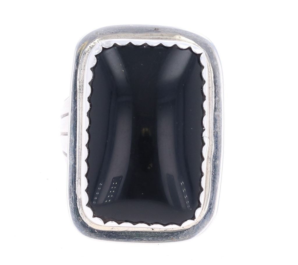 Navajo Herbert Tsosie Sterling Silver Jet Ring