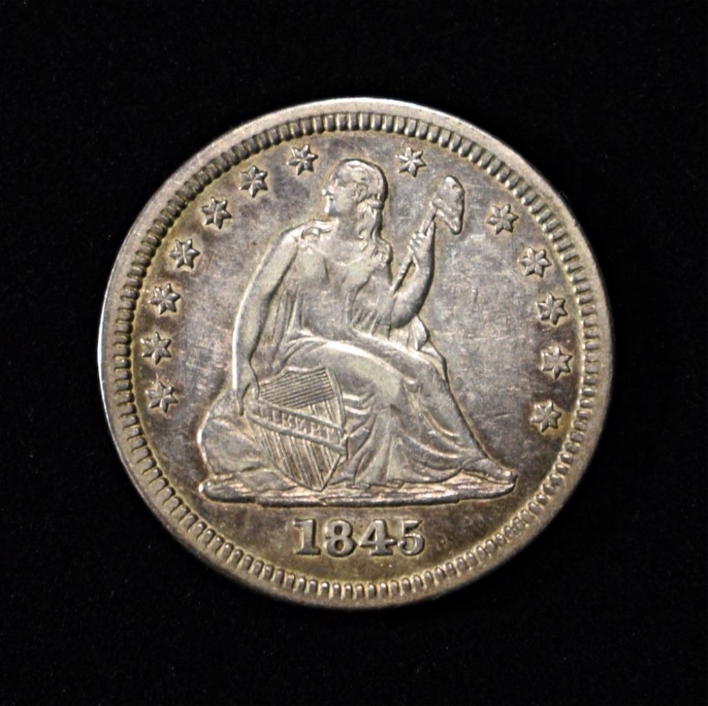 1845 SEATED LIBERTY QUARTER XF/AU